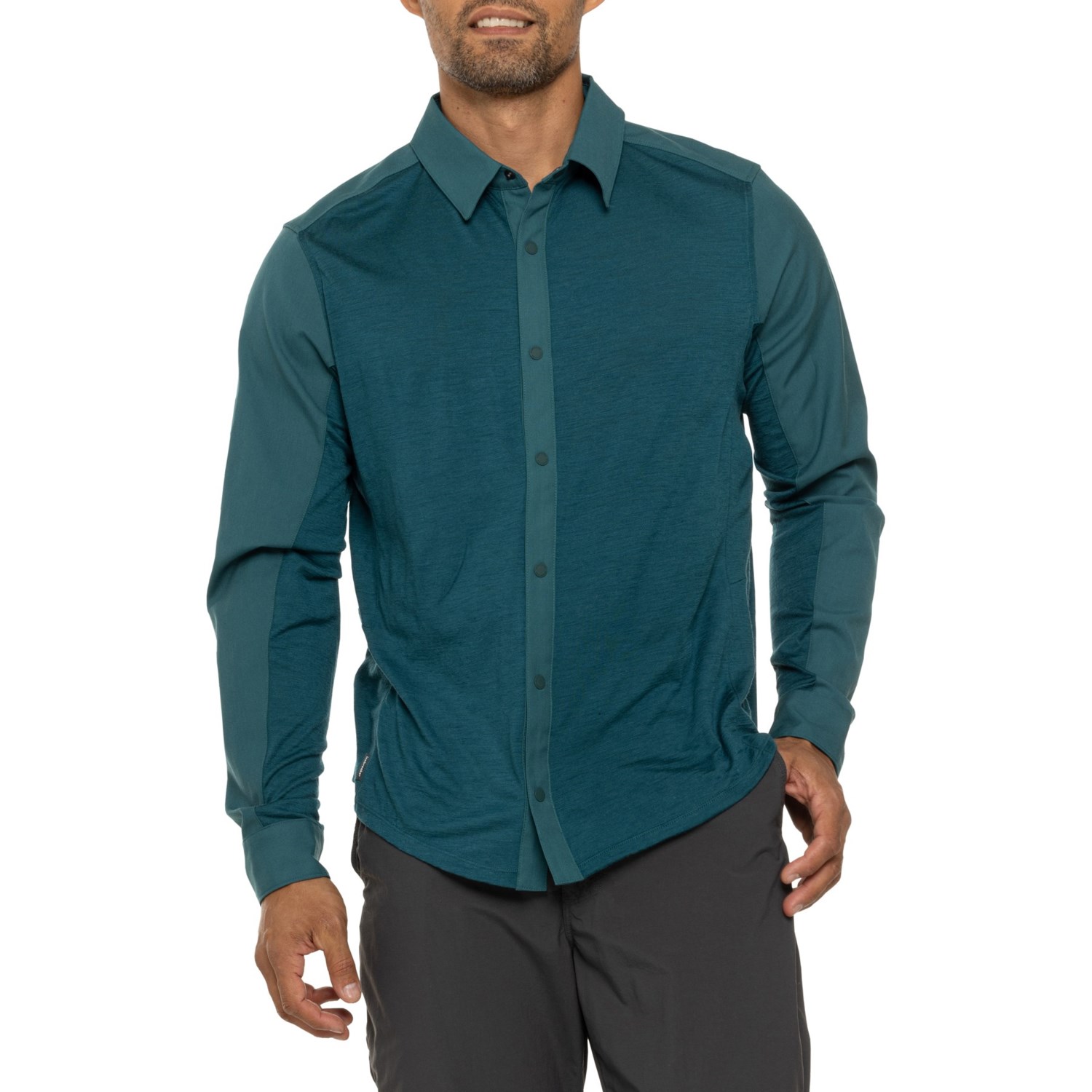 Icebreaker Hike Shirt - Merino Wool, Long Sleeve, Snap Front - Save 77%
