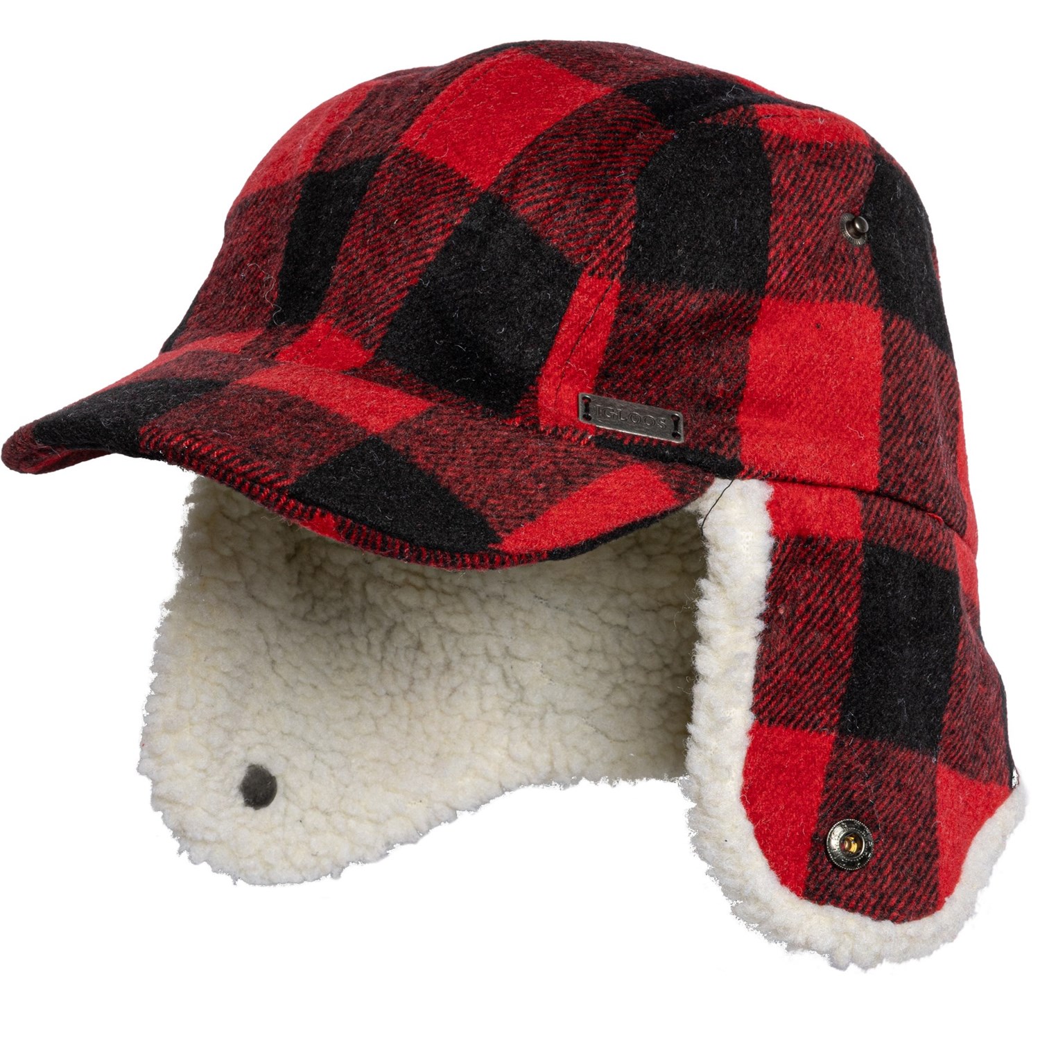 Igloos Berber Lined Plaid Fargo Cap (For Big Boys) - Save 35%