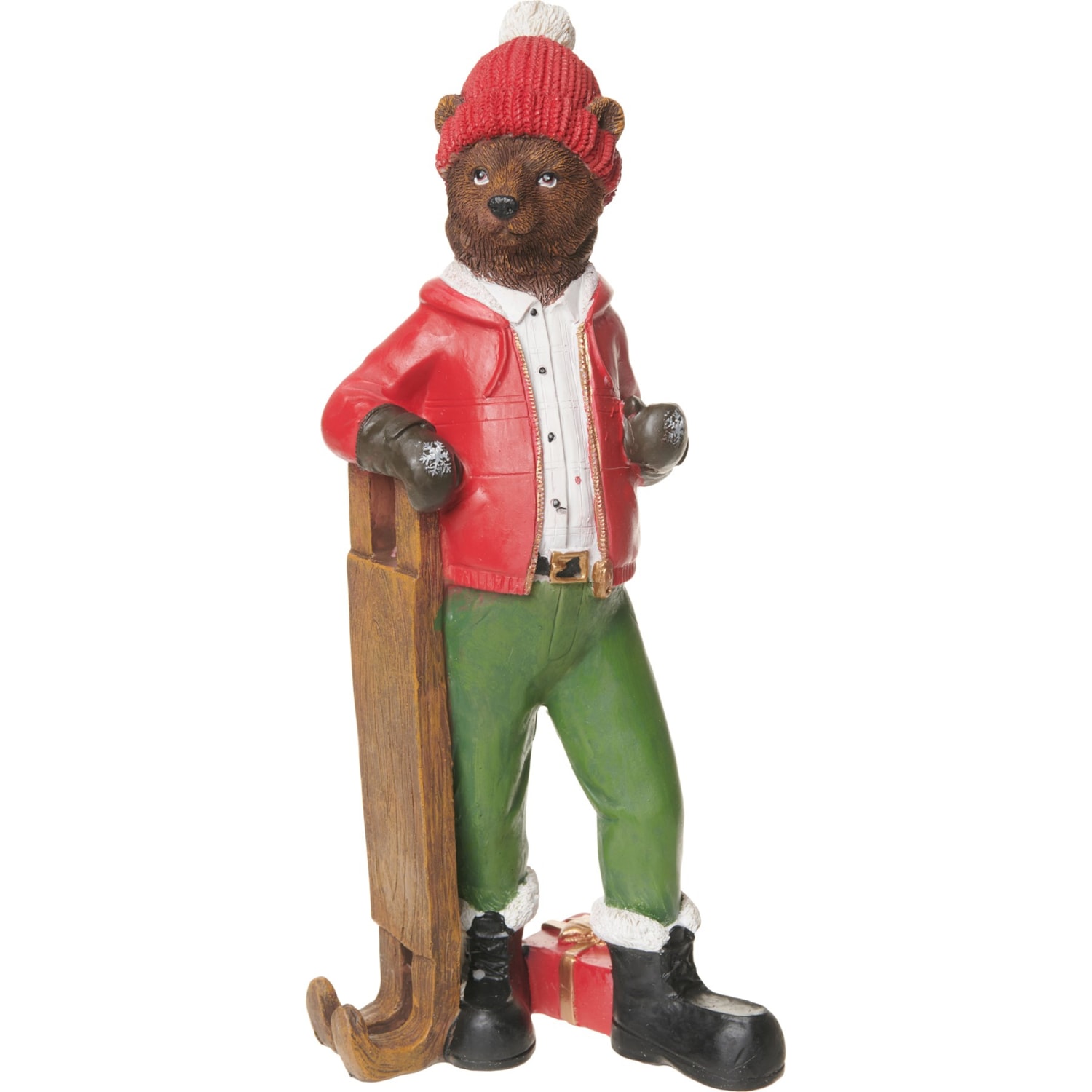 Jingles & Joy Brown Bear with Sled Decoration - 14” - Save 21%