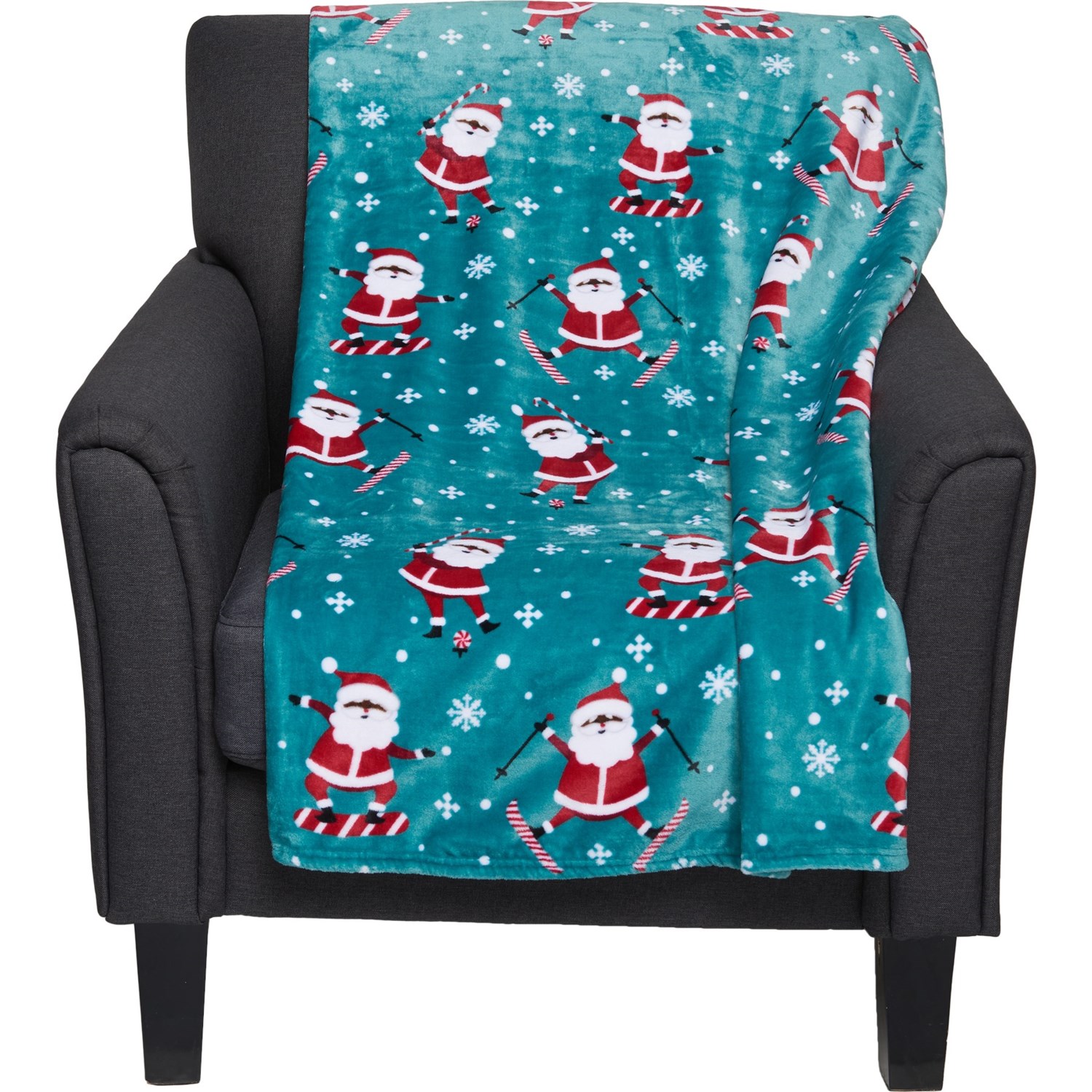 Jingles & Joy Santa Playing Sports Oversized Fleece Throw Blanket ...