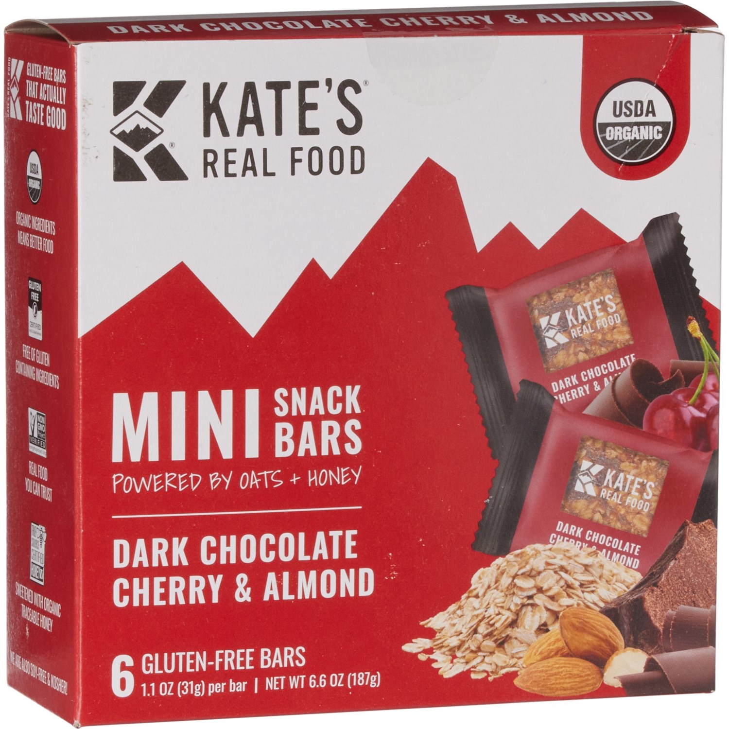Kate's Real Food Dark Chocolate Cherry Almond Mini Snack Bars - 6-Pack ...