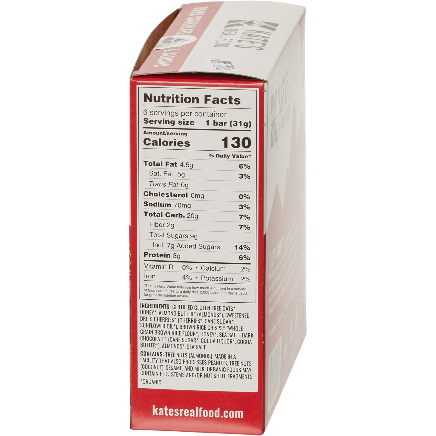 Kate's Real Food Dark Chocolate Cherry and Almond Mini Snack Bars - 6.6 ...