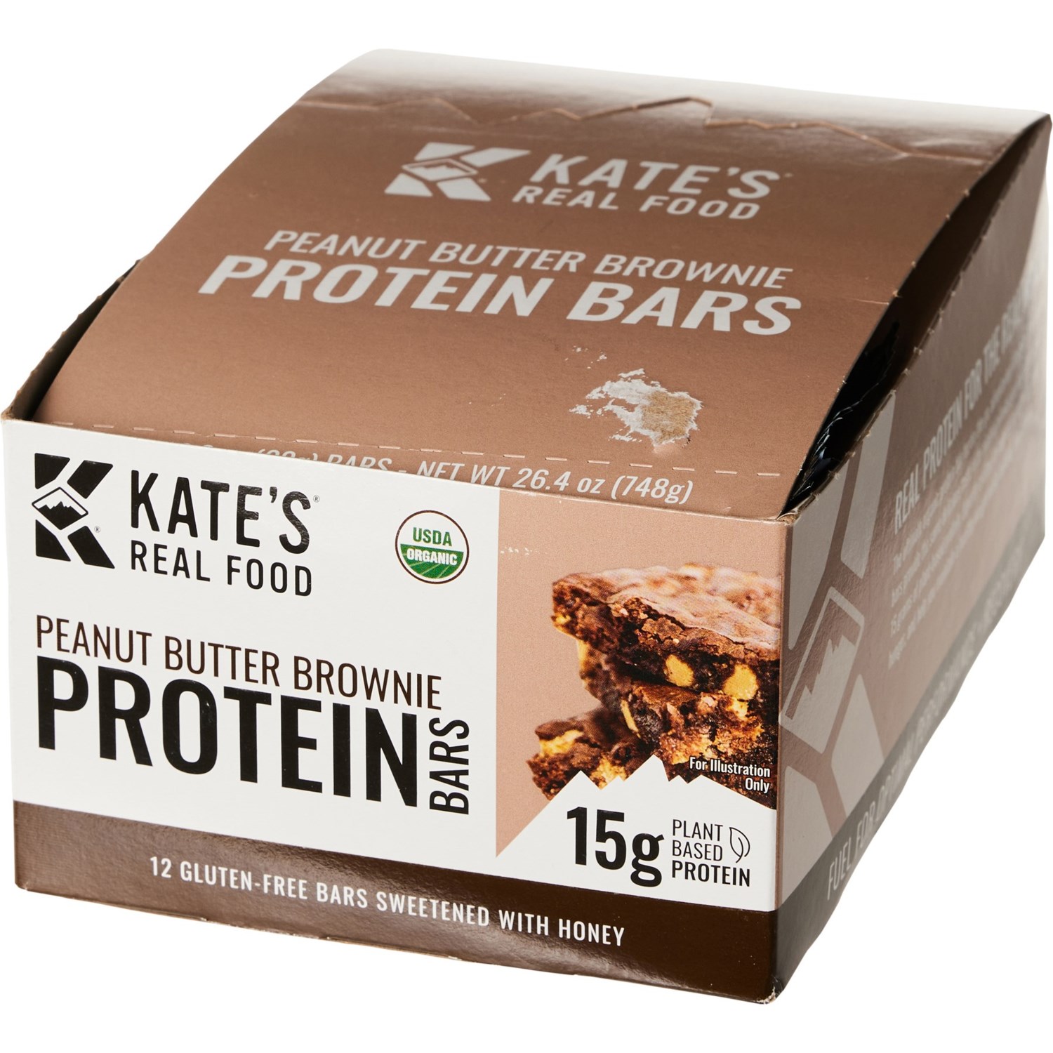 Kate's Real Food Peanut Butter Brownie Protein Bars - 12-Count - Save 37%
