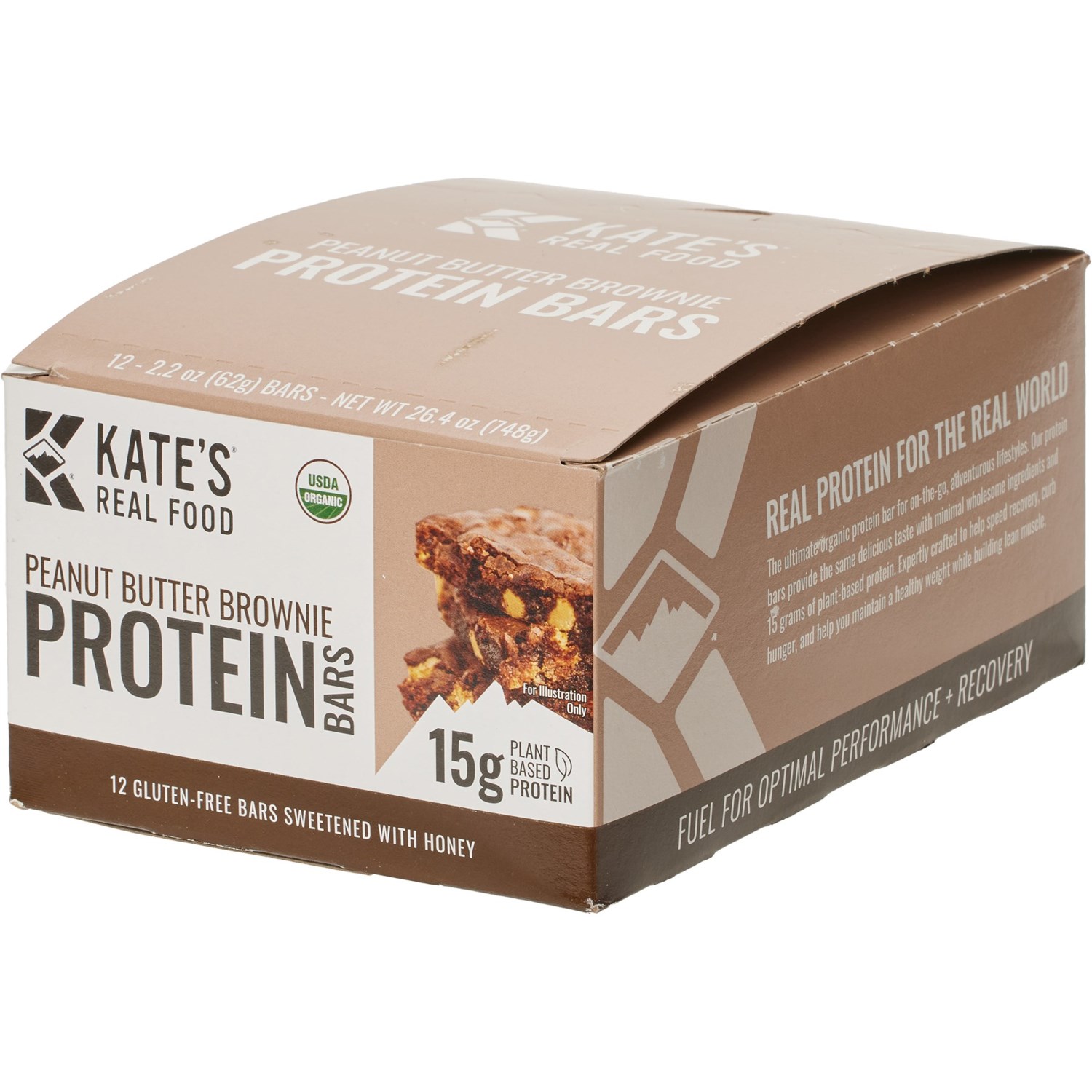 Kate's Real Food Peanut Butter Brownie Protein Bars - 12-Count - Save 37%