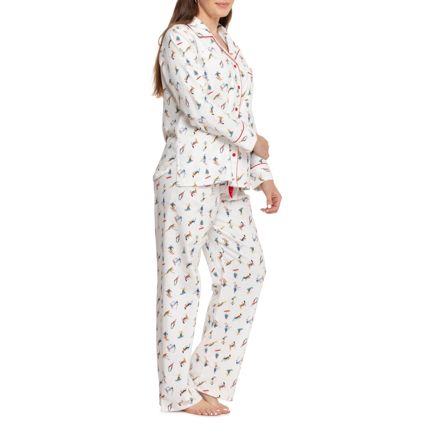 KayAnna Printed Flannel Notch Collar Pajamas - Long Sleeve - Save 50%