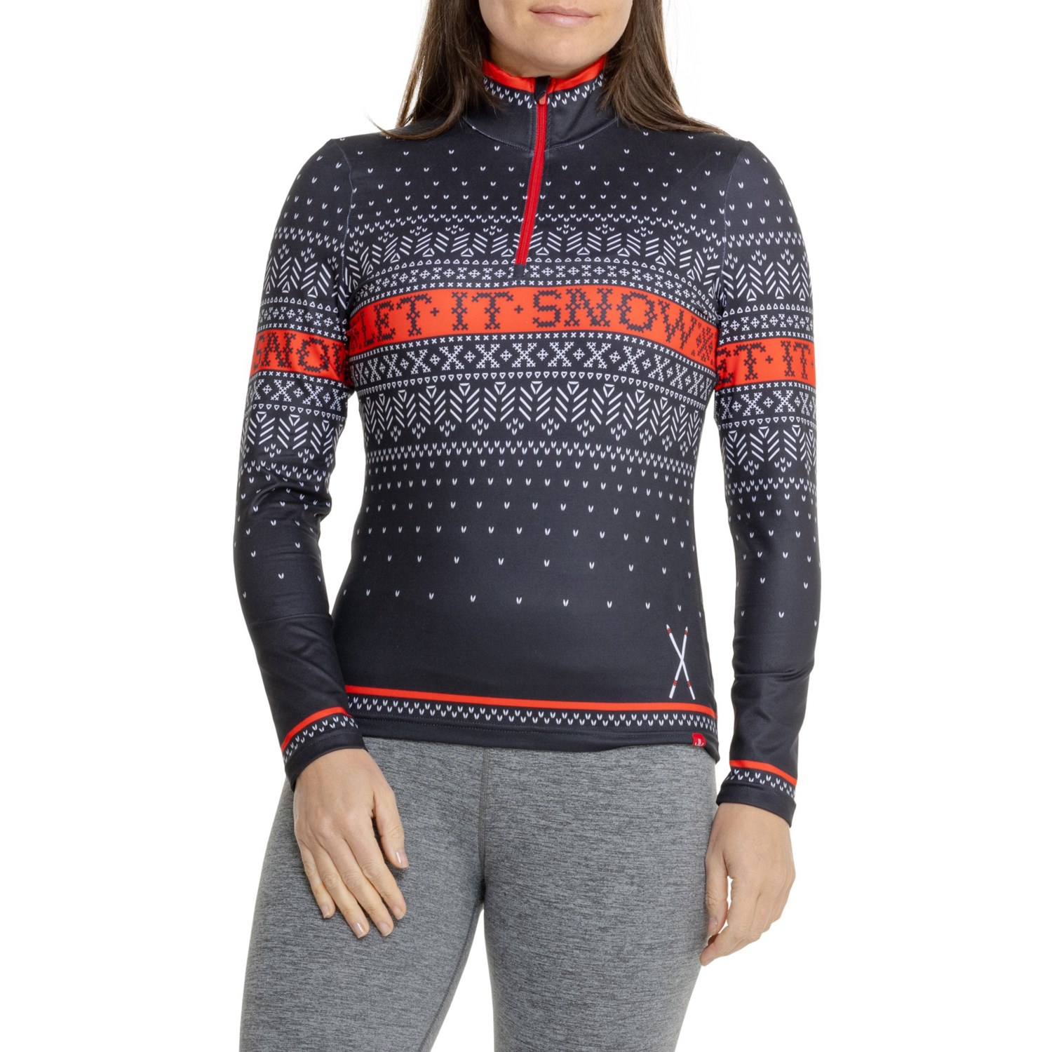Krimson Klover Let It Snow Base Layer Top - Zip Neck, Long Sleeve ...