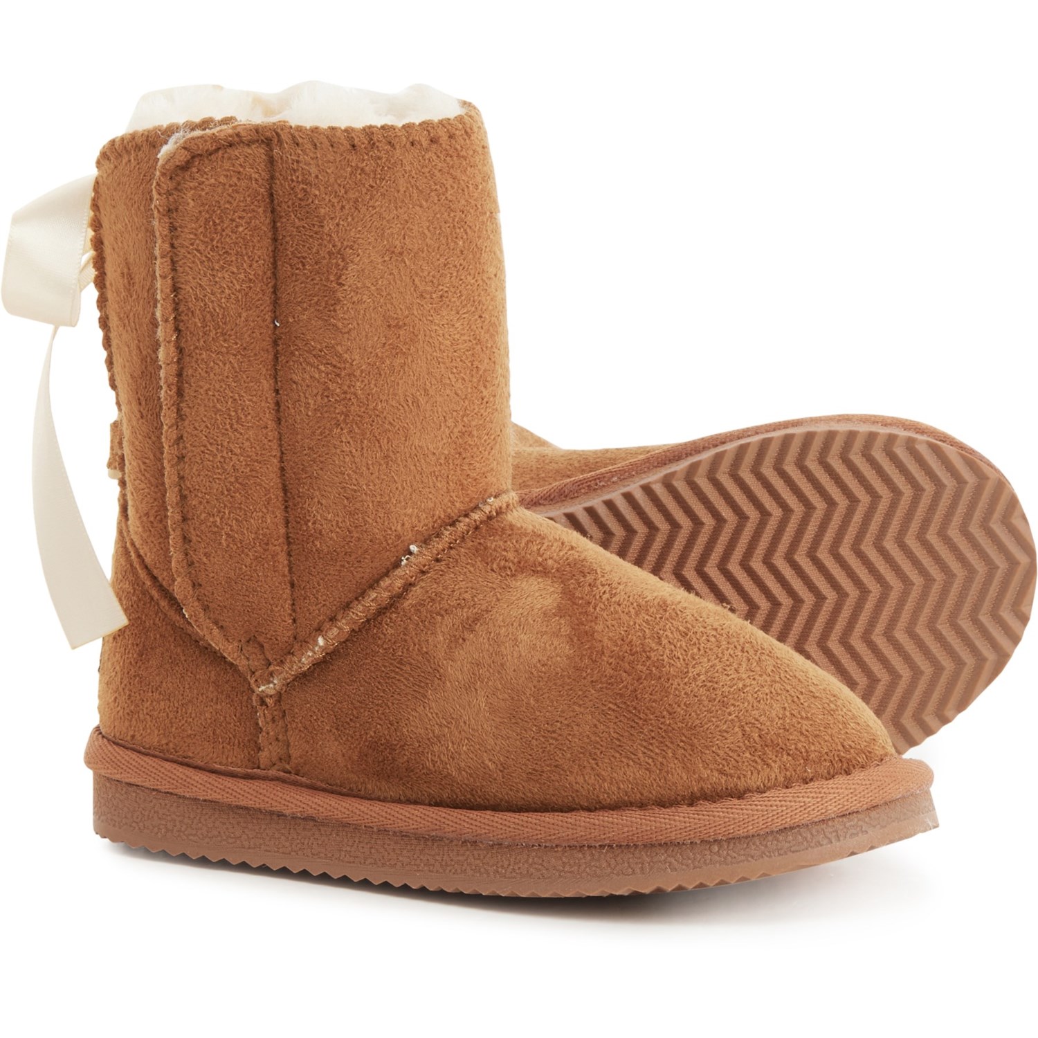 LAMO Footwear Little Girls Easy-On Bow Shearling Boots - Save 48%