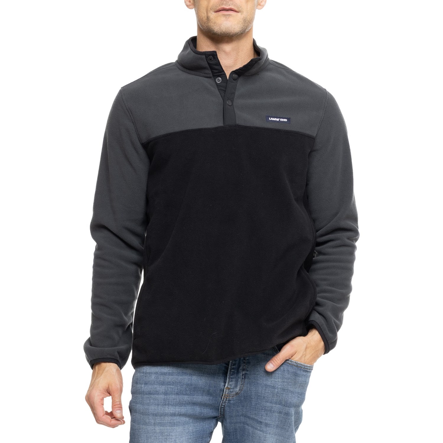 Lands' End Polar Fleece Soft Feel Jacket - Snap Neck