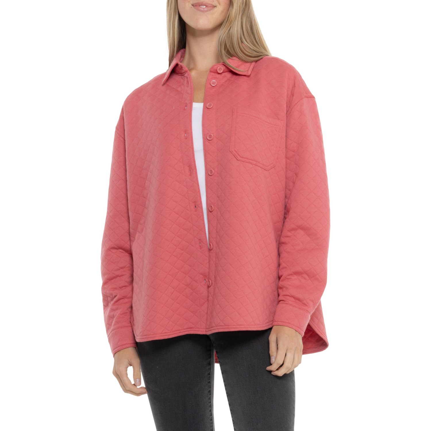 (取寄) ランズエンド キルテッド ビッグ シャツ - ロング スリーブ Lands' End Quilted Big Shirt - Long Sleeve Heather Gray Lands' End Quilted Big Shirt - Long Sleeve