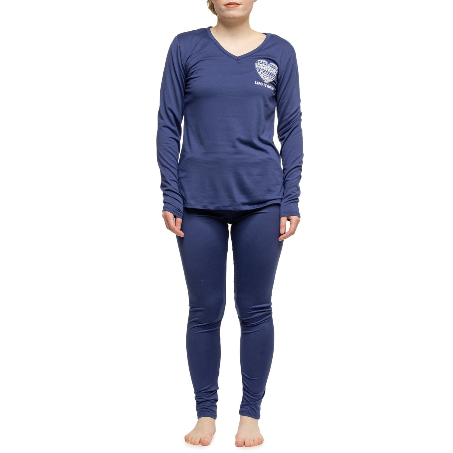 Life is Good® Fair Isle Striped Heart Brushed Jersey Base Layer Set - V ...