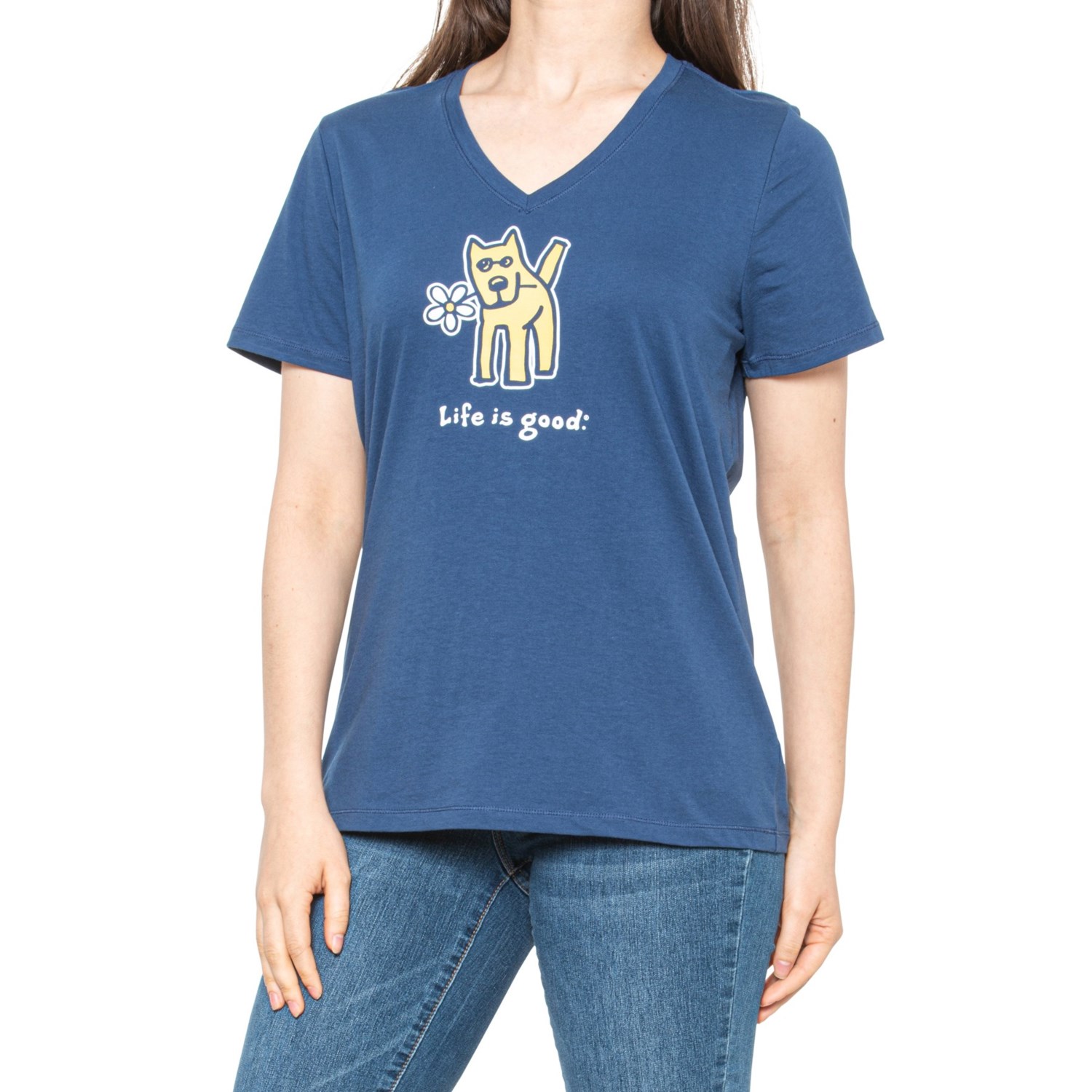 Life is good® Rocket with Daisy T-Shirt - V-Neck, Short Sleeve - Save 40%