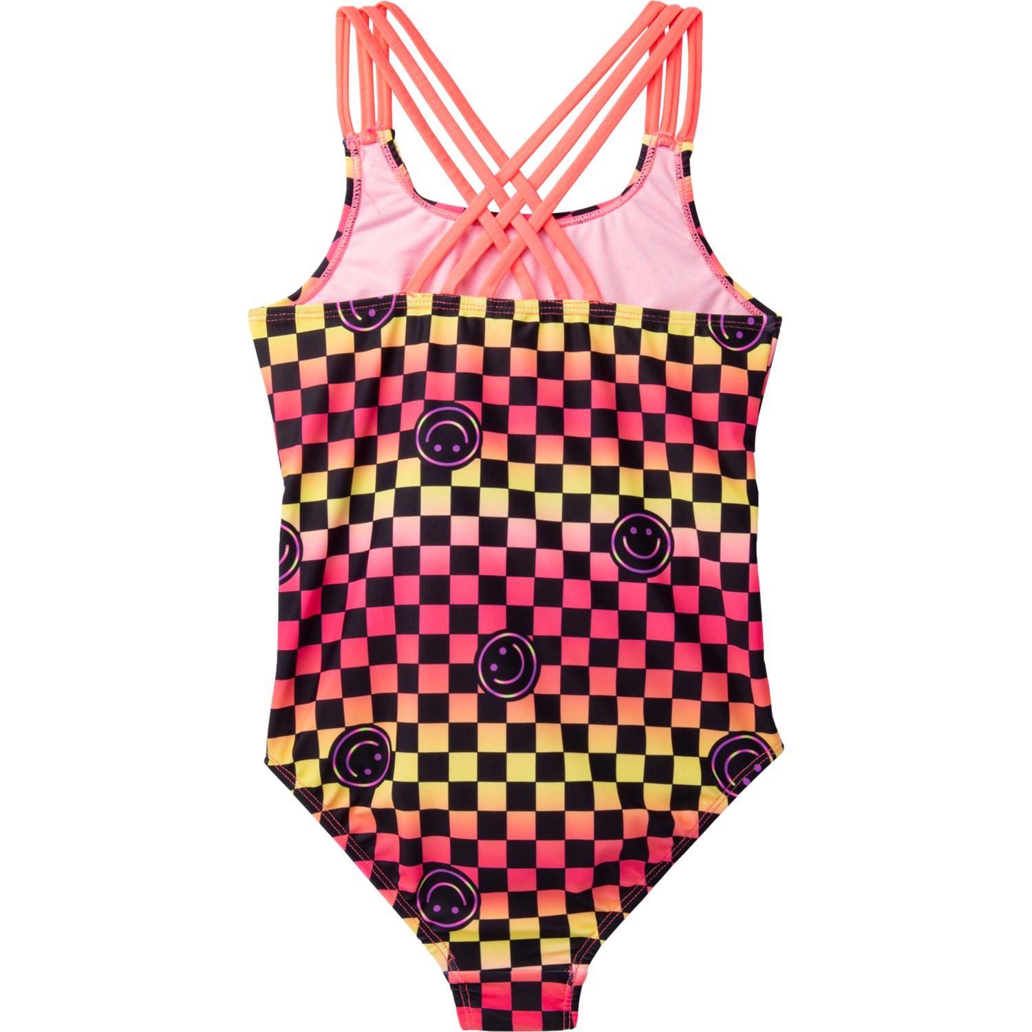 Limited Too Big Girls Checkers with Smiley Face One-Piece Swimsuit ...