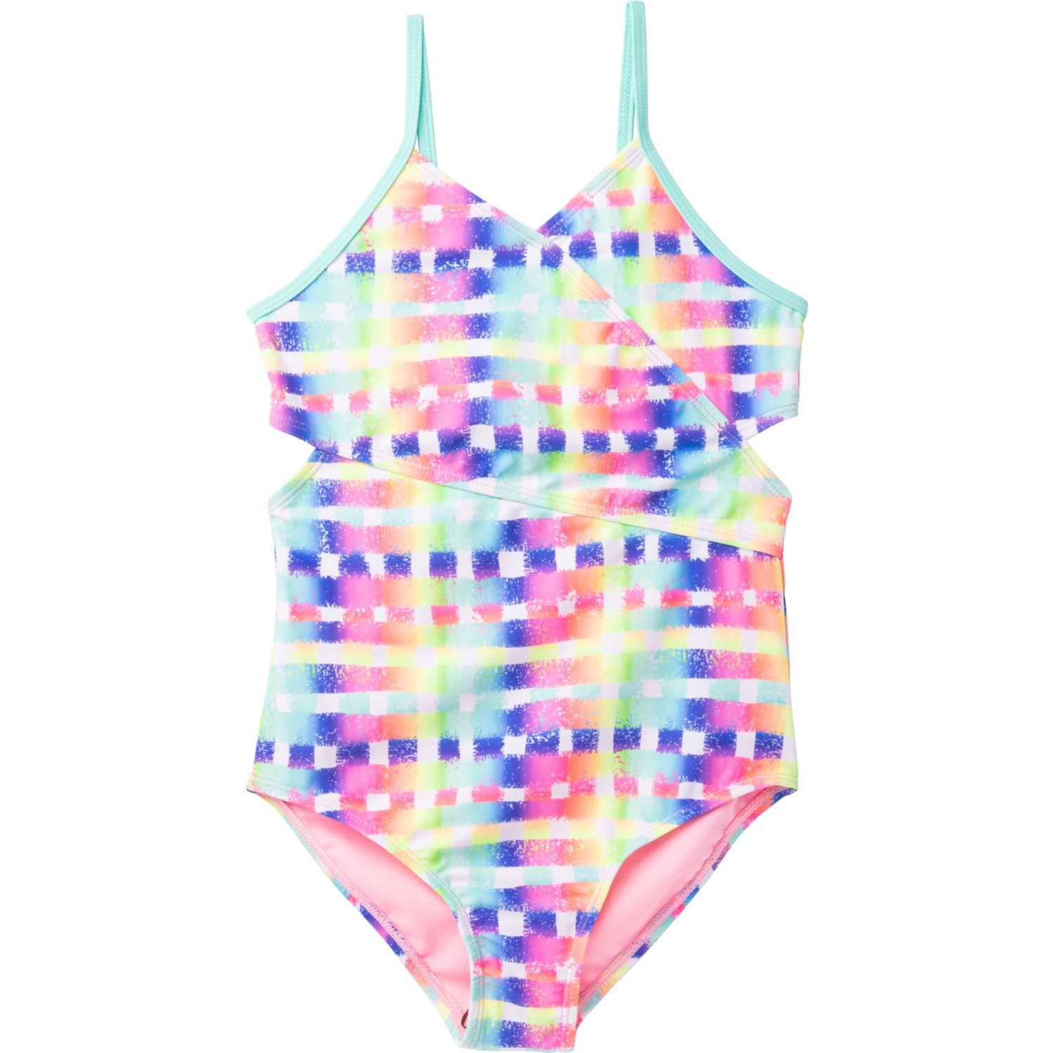Limited Too Big Girls Colorful Gingham One-Piece Swimsuit - UPF 50 ...