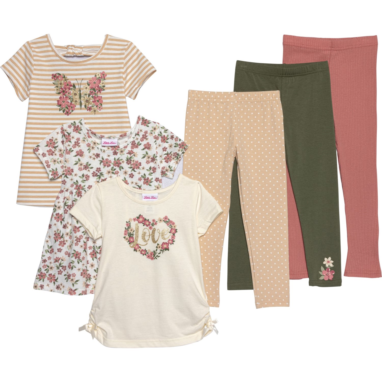 LITTLE LASS Little Girls Mix N Match Set - 6-Piece, Short Sleeve - Save 42%
