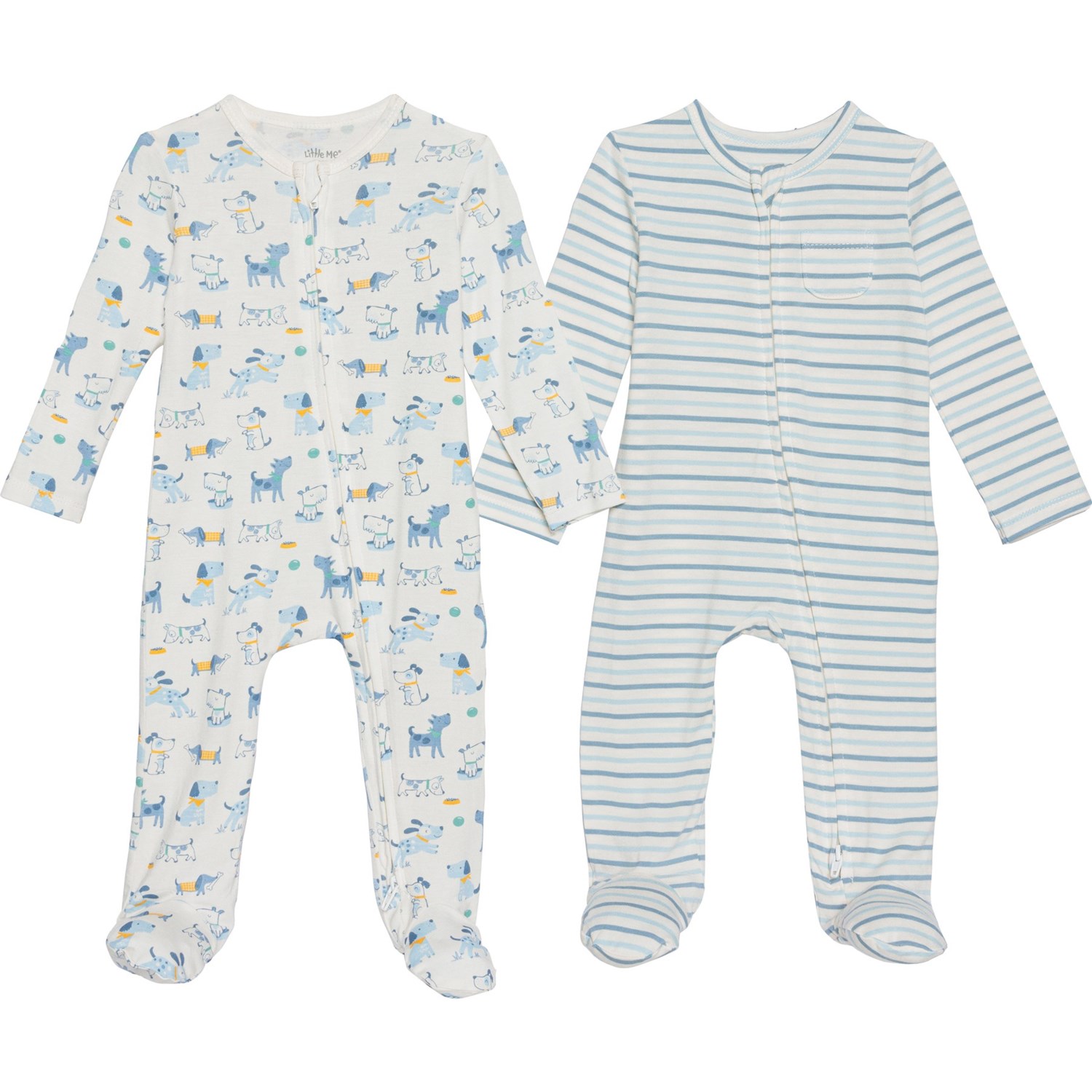 LITTLE ME Infant Boys Puppy Fun Footed Coveralls - 2-Pack, Long Sleeve ...