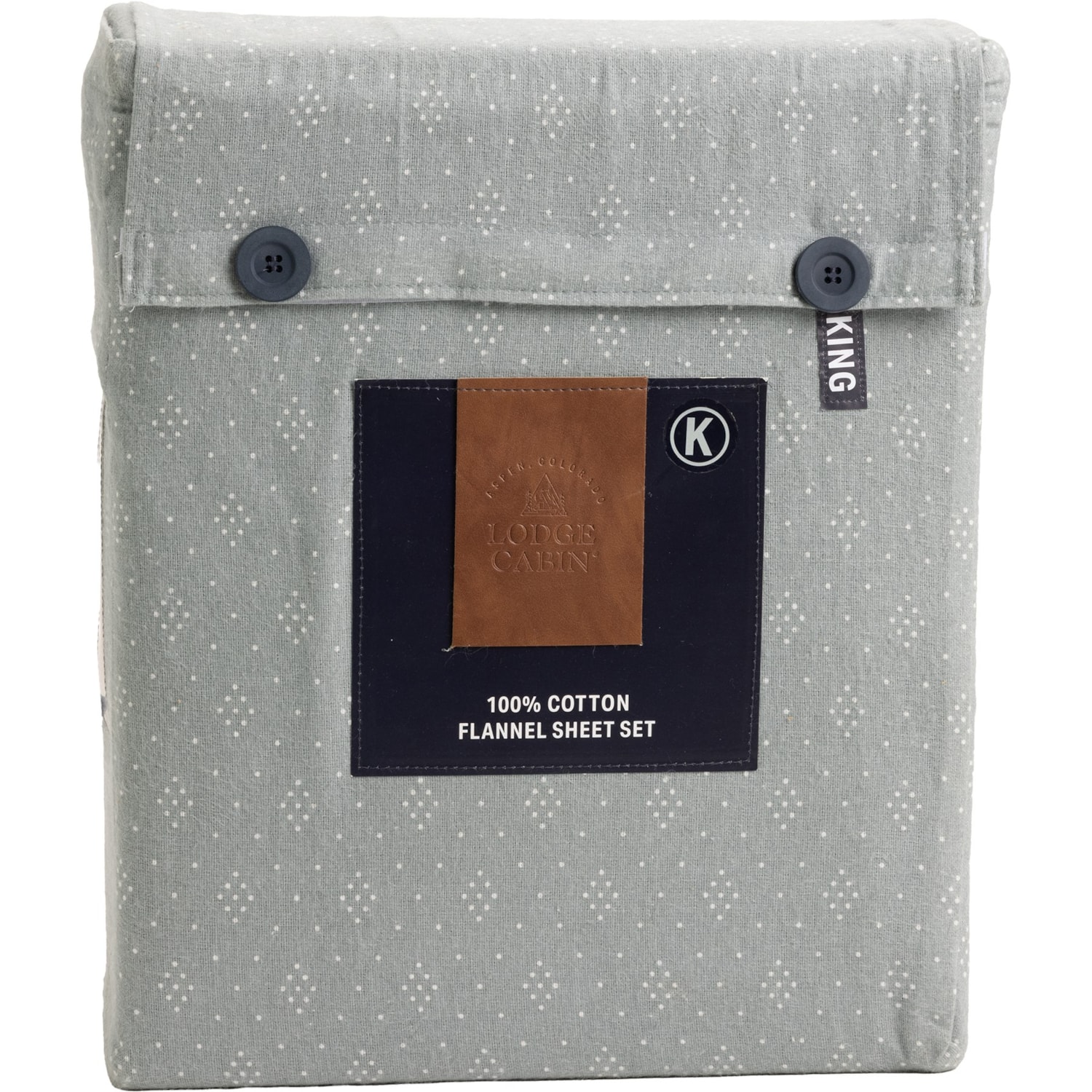 LODGE CABIN King 100% Cotton Flannel Sheet Set - 4-Piece, Diamond Dot ...