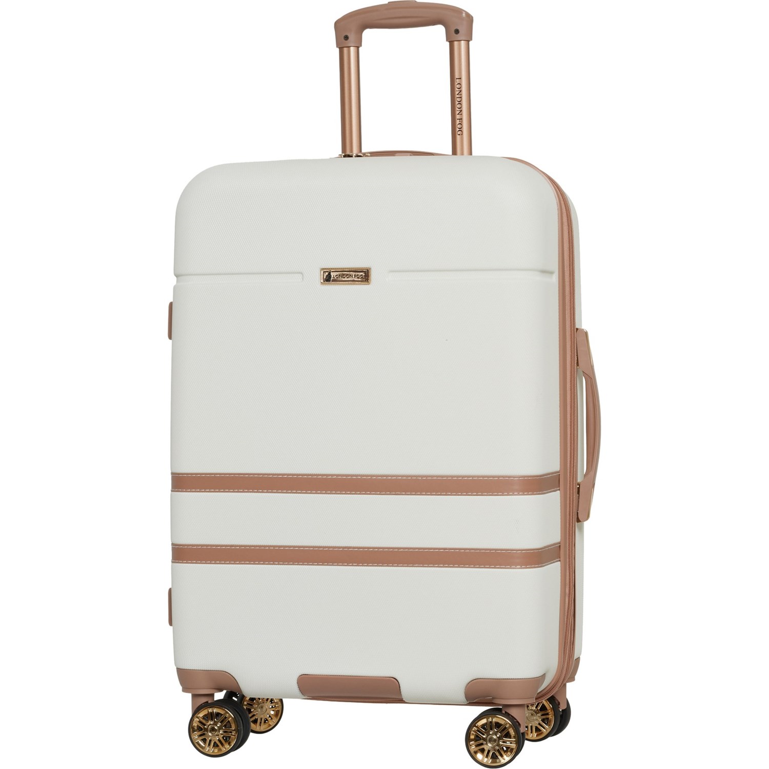 London Fog 24” Southgate Spinner Suitcase - Hardside, Expandable, White ...