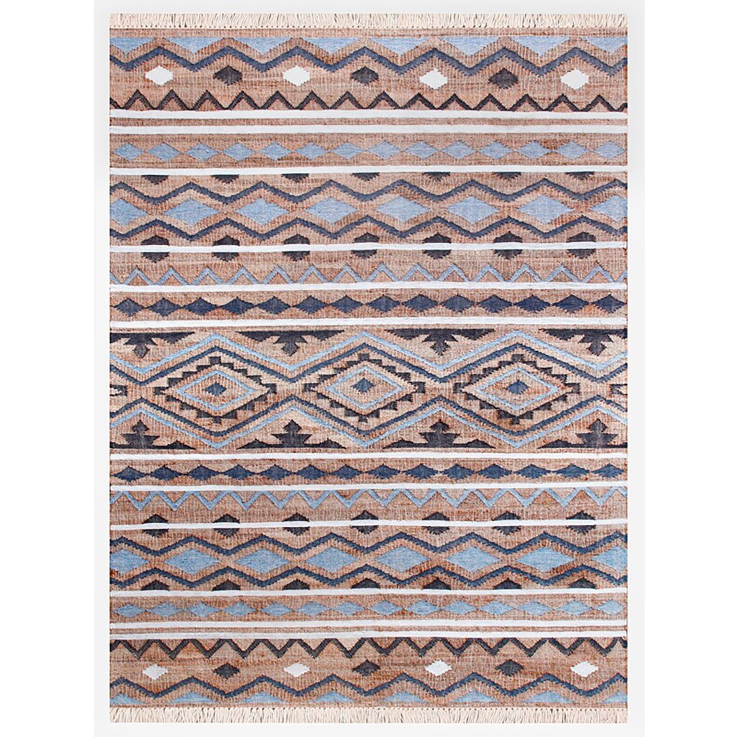 LR Resources Handwoven Boho Geometric Area Rug - 4x6’, Blue Multi ...