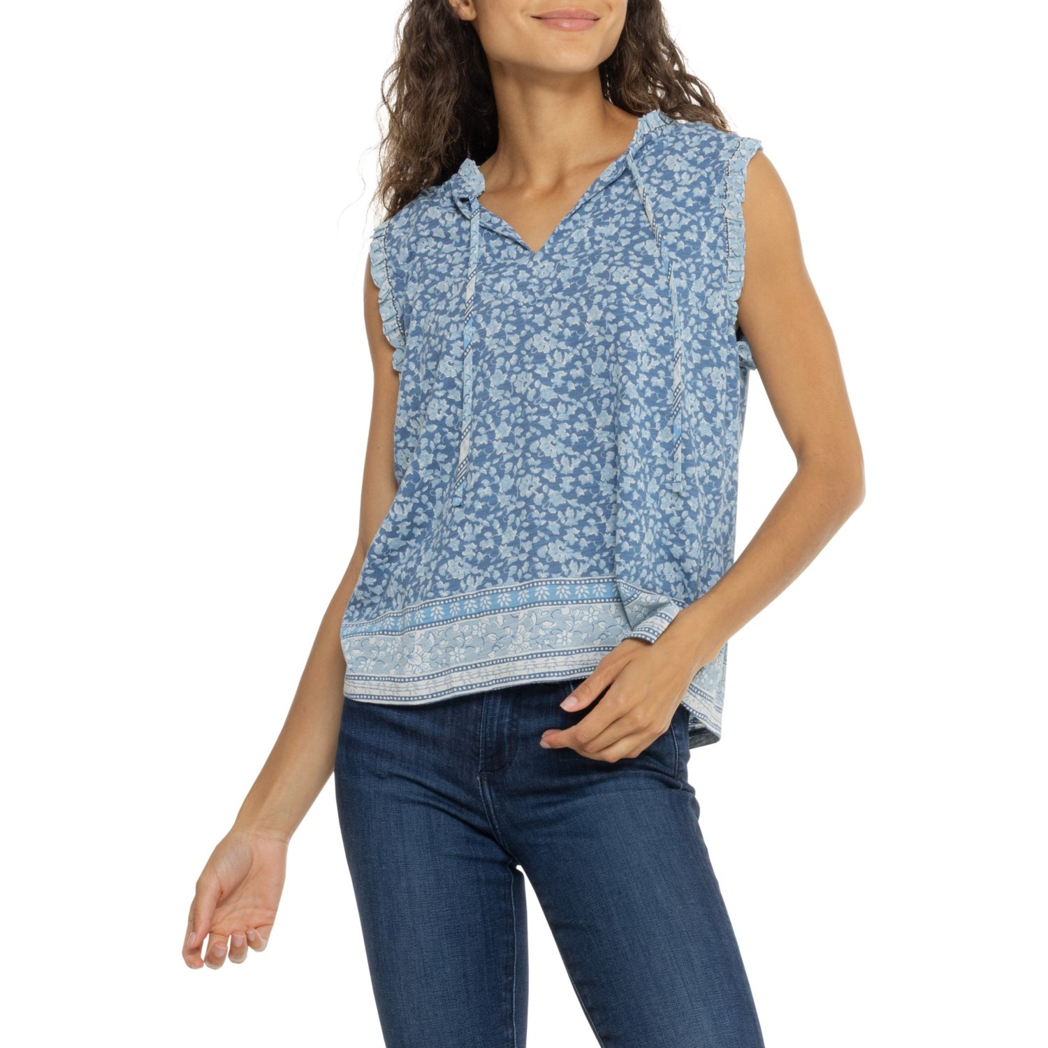 Lucky Brand Notch Ruffle Tank Top