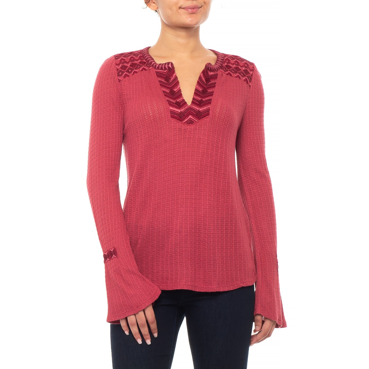 Lucky Brand Red Drop Needle Embroidered Shirt (For Women)