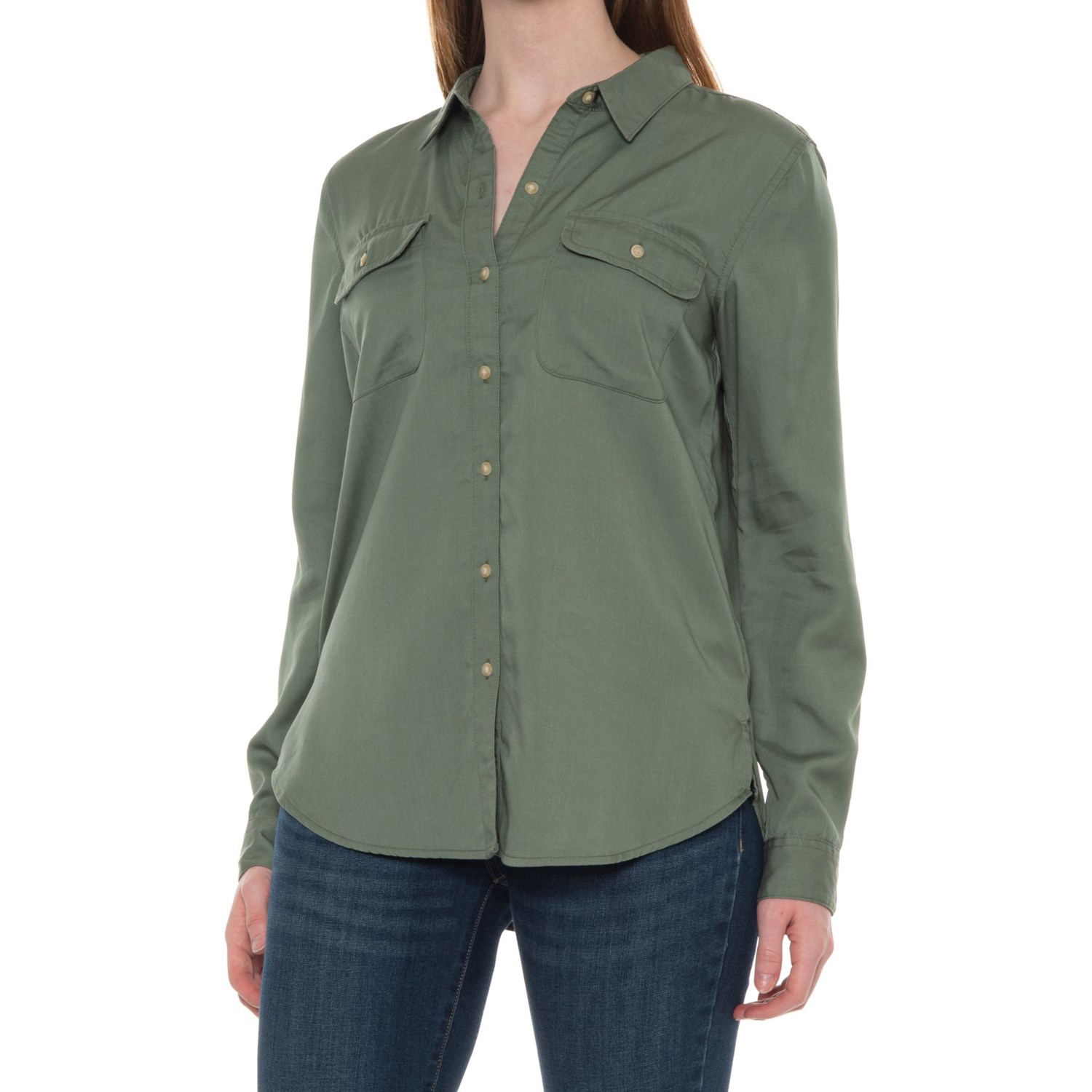 Lucky Brand Solid Woven Shirt - Long Sleeve