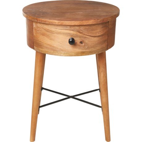 Made in India Round One-Drawer Bedside Table - 17x17x24” - Save 23%