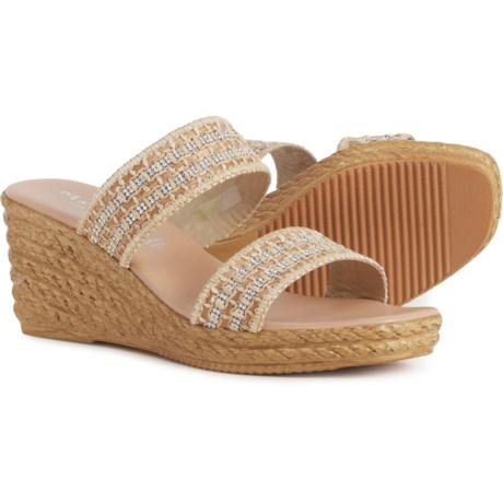 Mariella Made in Italy Two-Band Raffia Wedge Sandals (For Women) - Save 66%