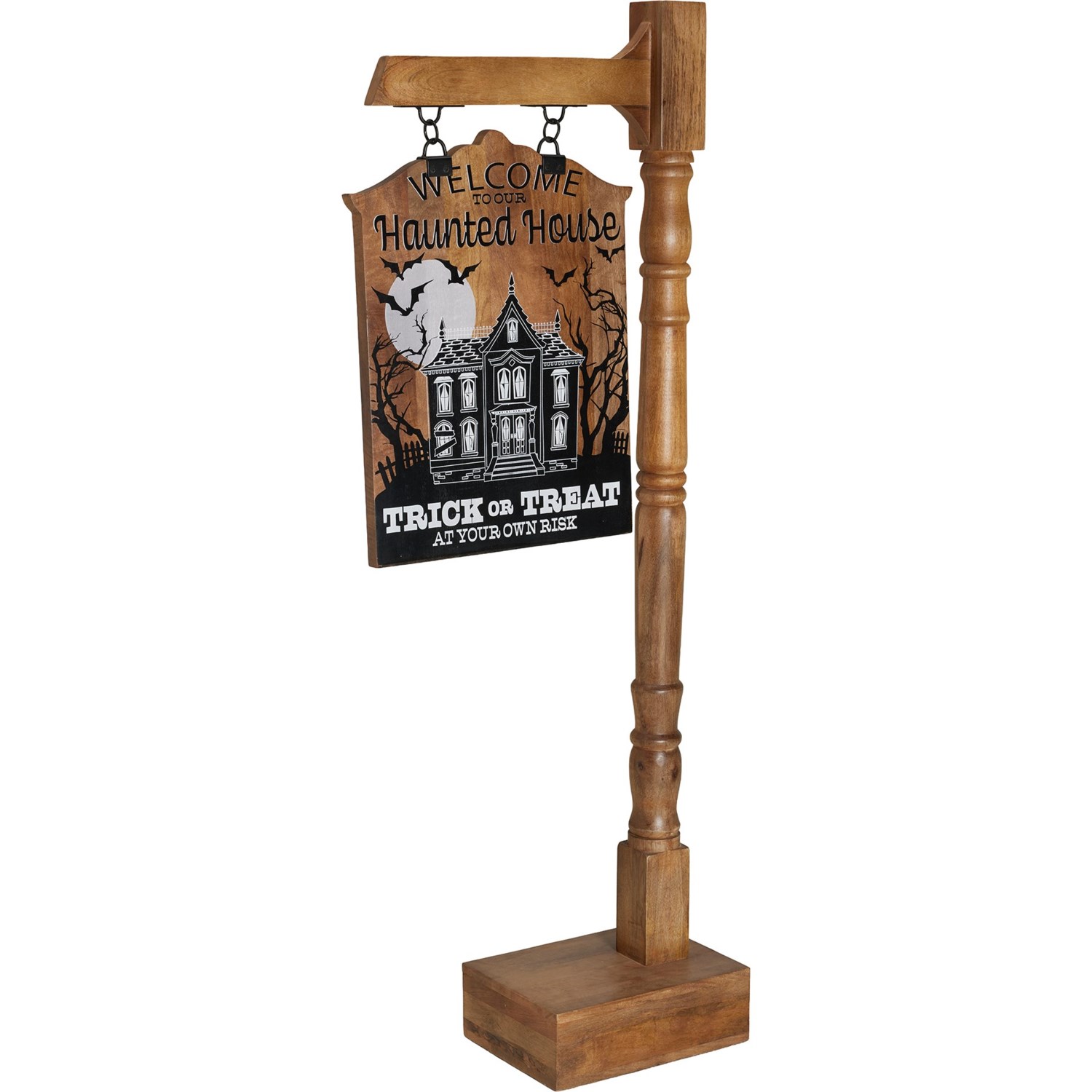 Martha Stewart Haunted House Wooden Sign Post - 60.5” - Save 64%