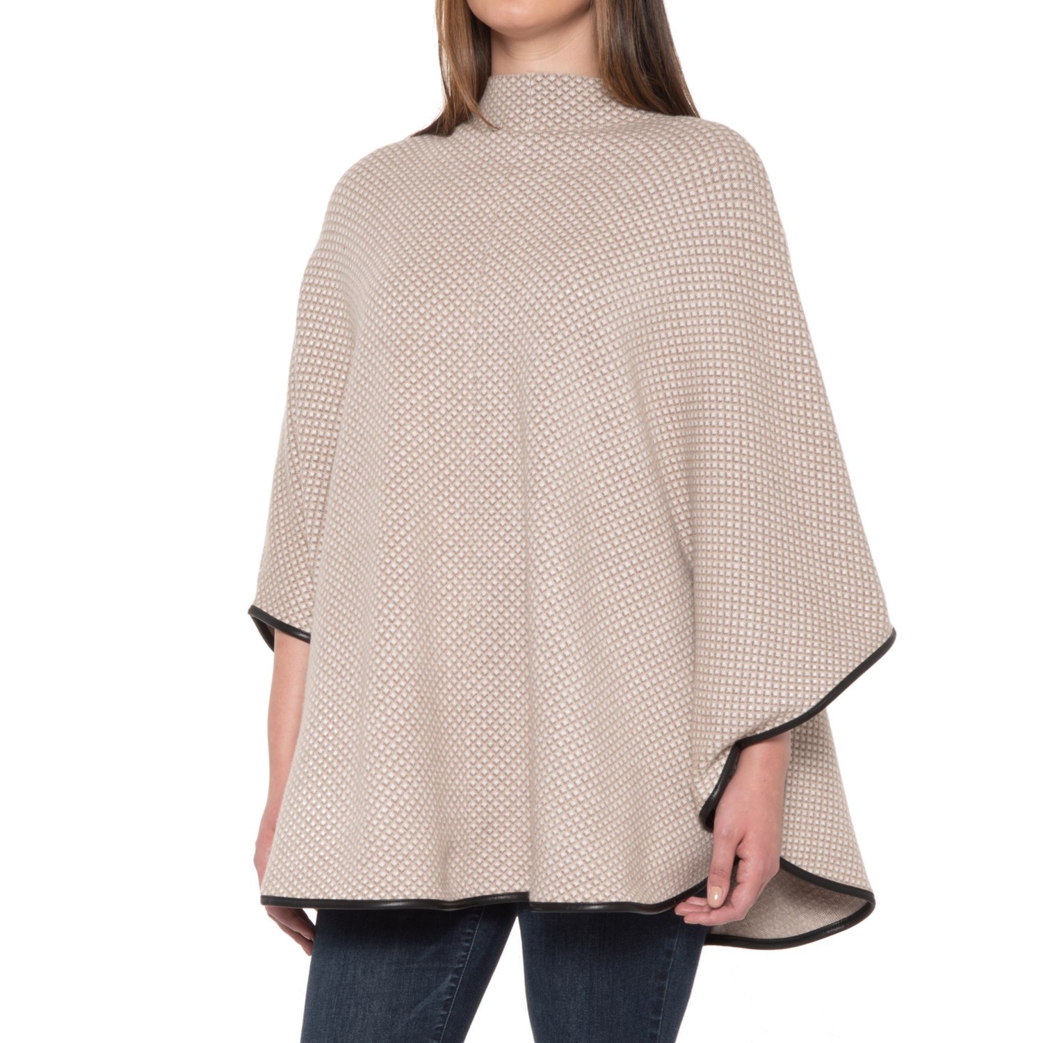 Max Studio Geo Double-Knit Funnel Neck Poncho - Save 41%