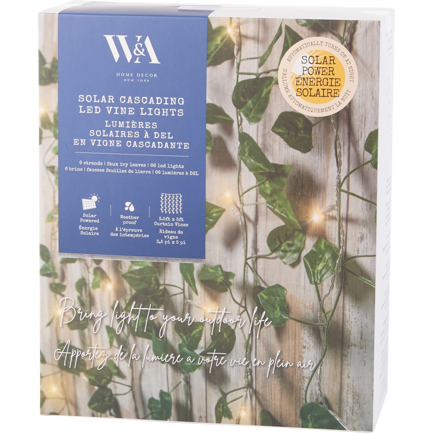 Merkury Solar LED Ivy Vine Curtain String Lights - 66 Lights, 3.5x5 ...