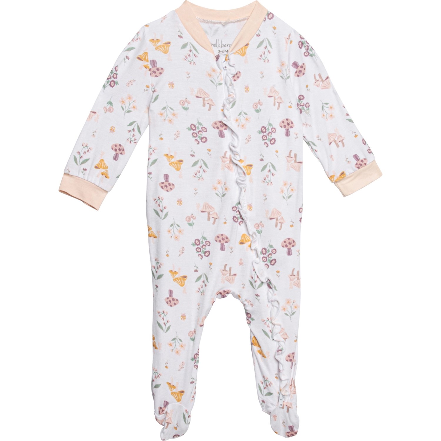 MILK BERRY Infant Girls Super Soft Ruffled Footed Coveralls - Long ...
