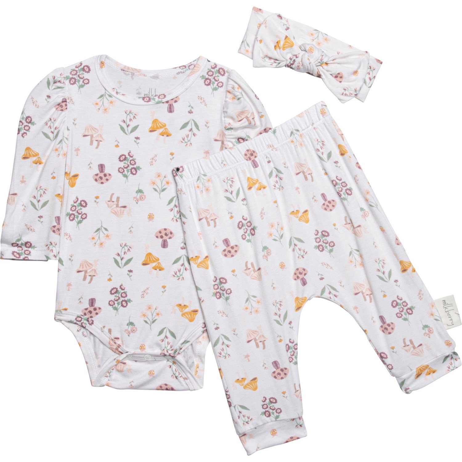 MILK BERRY Infant Girls Supersoft Bamboo Baby Bodysuit, Joggers and ...