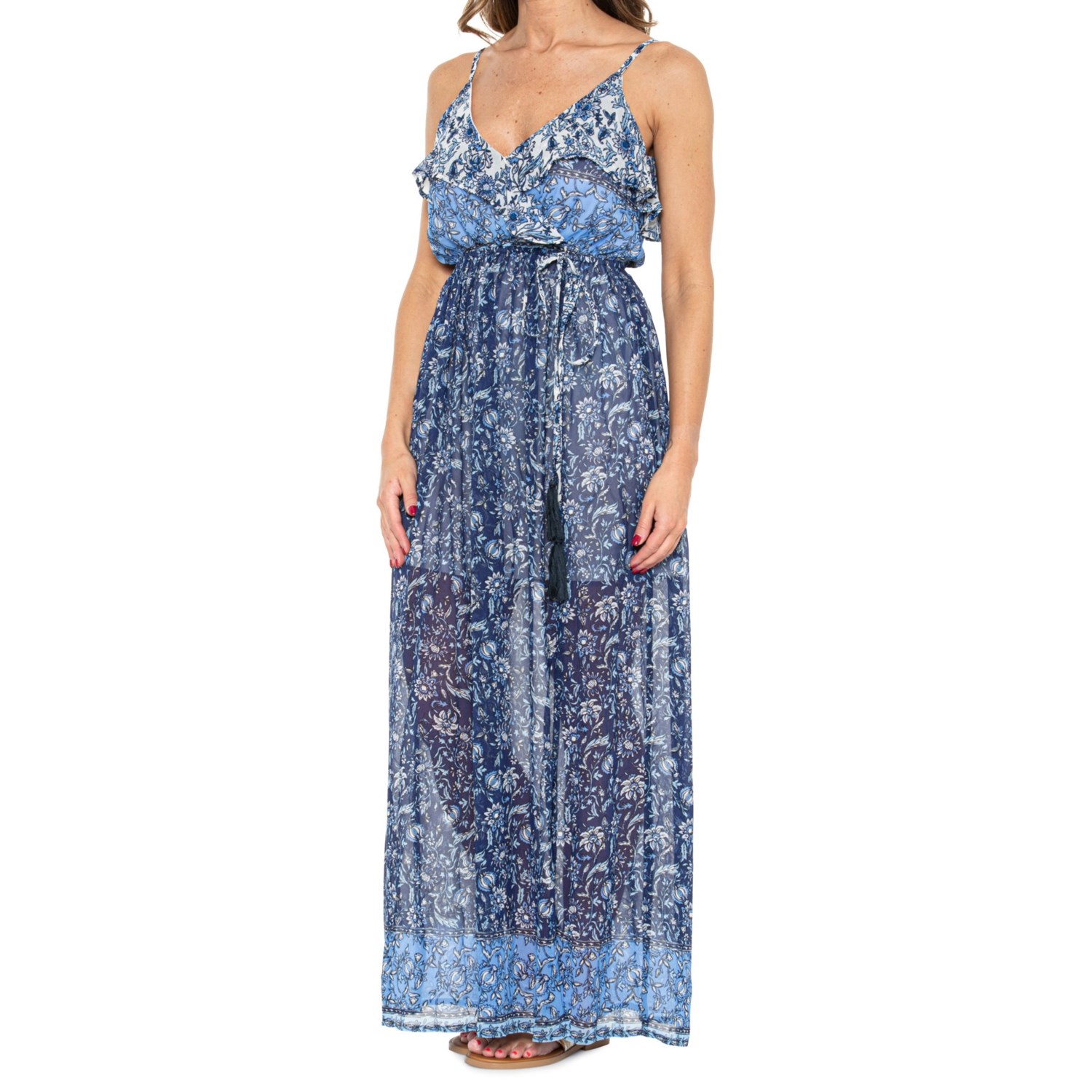 Miss Me Ruffled Side Slit Maxi Dress (For Women) - Save 66%