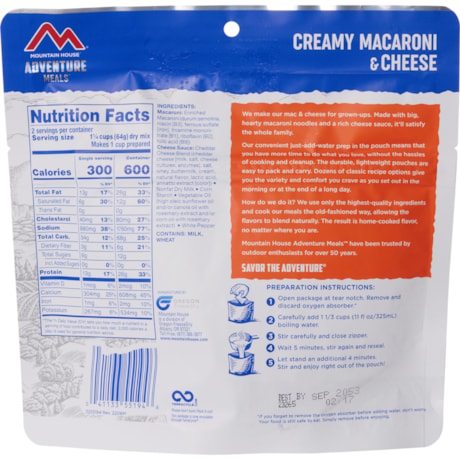 Mountain House Creamy Macaroni and Cheese Meal - 2 Servings - Save 22%