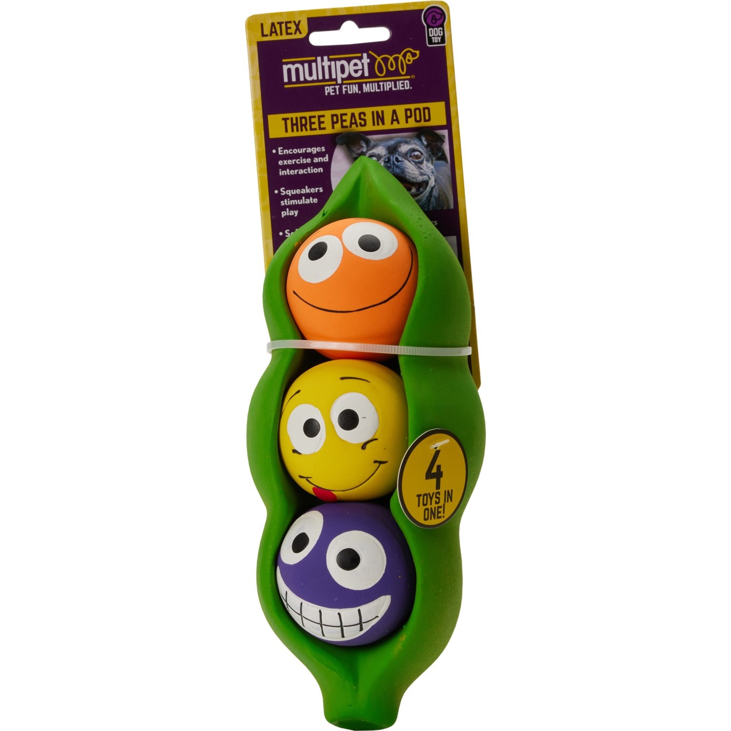 MultiPet Three Peas in a Pod Dog Toys - 4-Pack, Squeakers - Save 25%