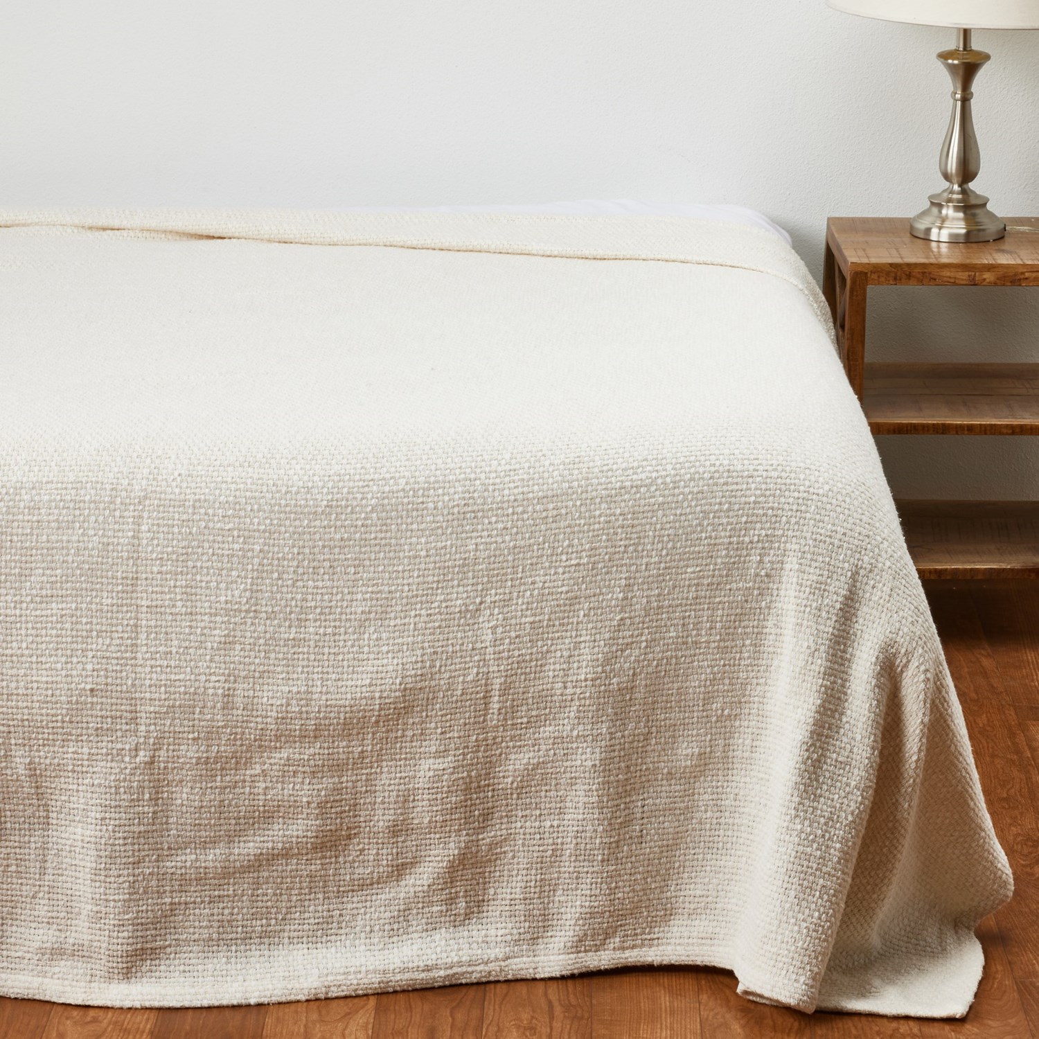 Nate Berkus King Two-Tone Cotton Blanket - 108x92”, Snow White - Save 43%