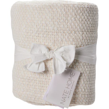 Nate Berkus King Two-Tone Cotton Blanket - 108x92”, Snow White - Save 43%