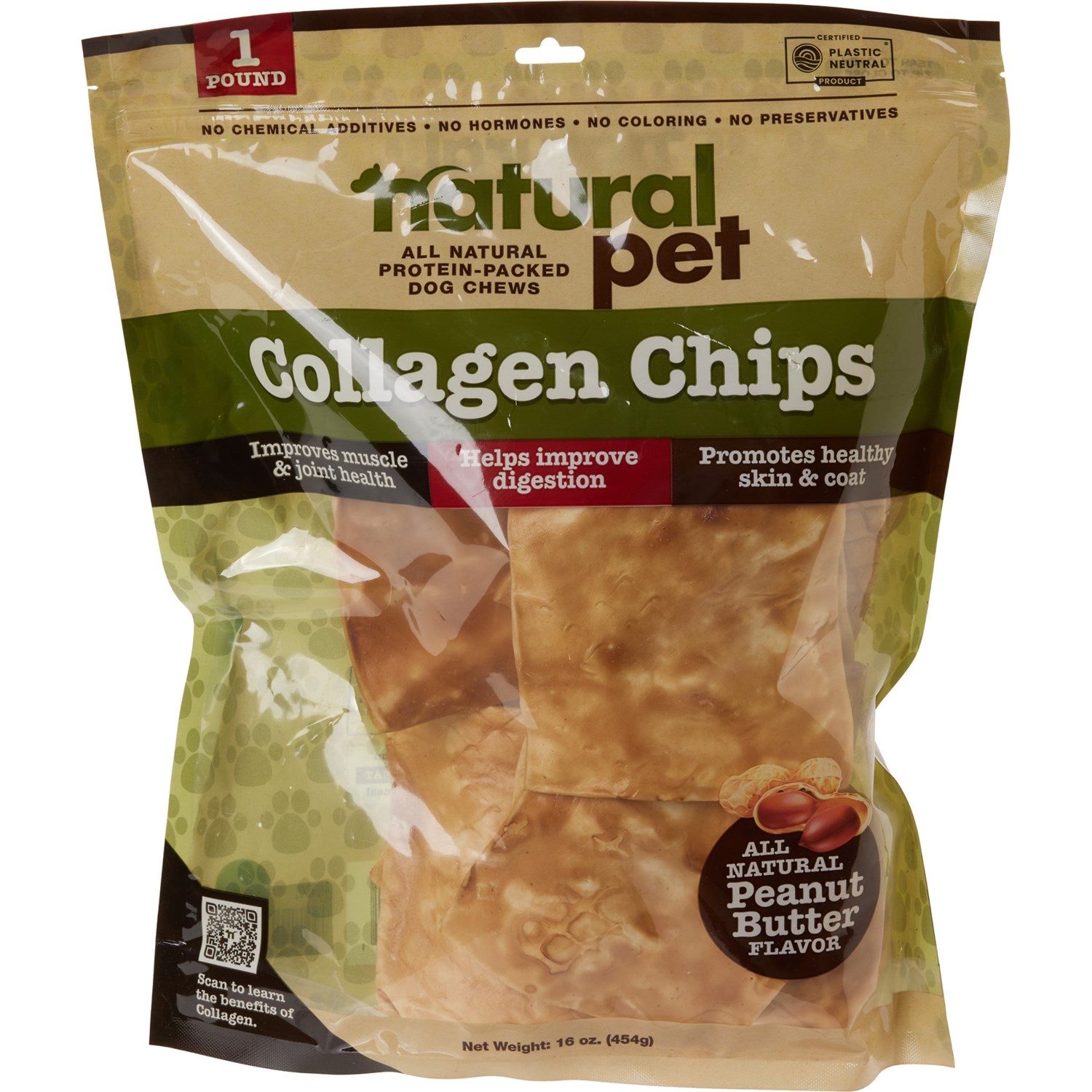 Natural Pet Peanut Butter Collagen Chips Dog Chew Treats - 1 lb. - Save 33%