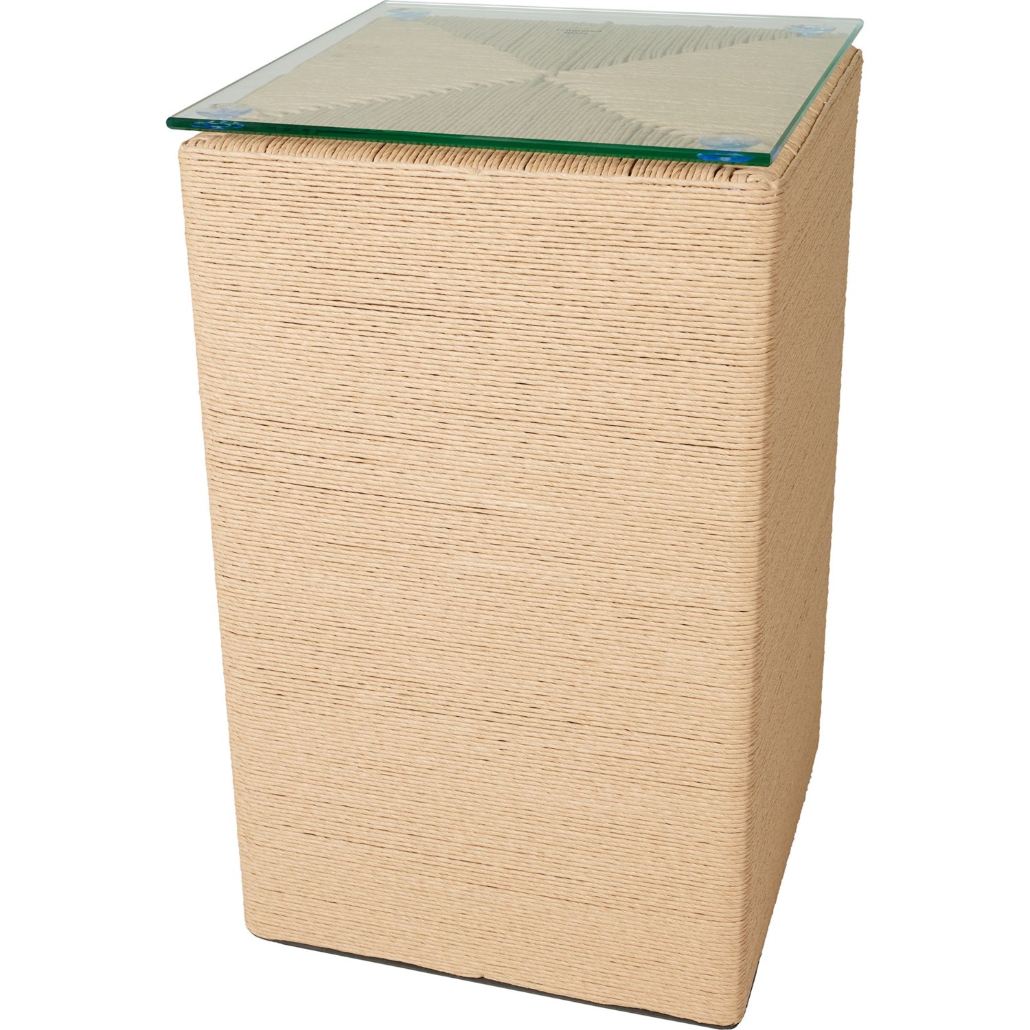 Nautica Glass Topped Square Side Table - 15x15x24”