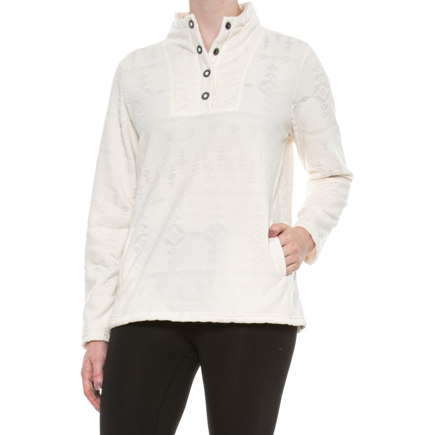 North River Embossed Microfleece Mock-Neck Shirt (For Women) - Save 64%