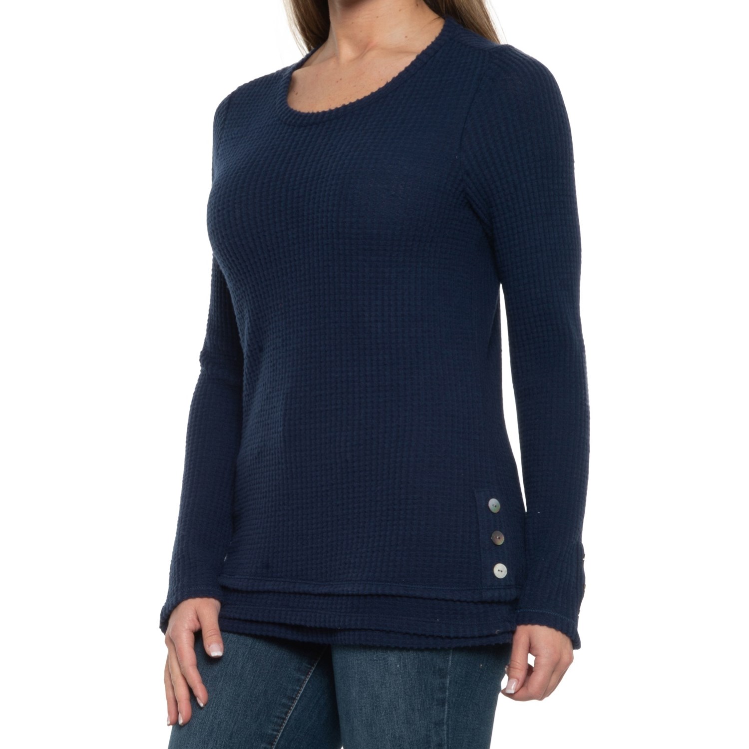 North River Layered Hem Waffle-Knit Shirt (For Women) - Save 72%