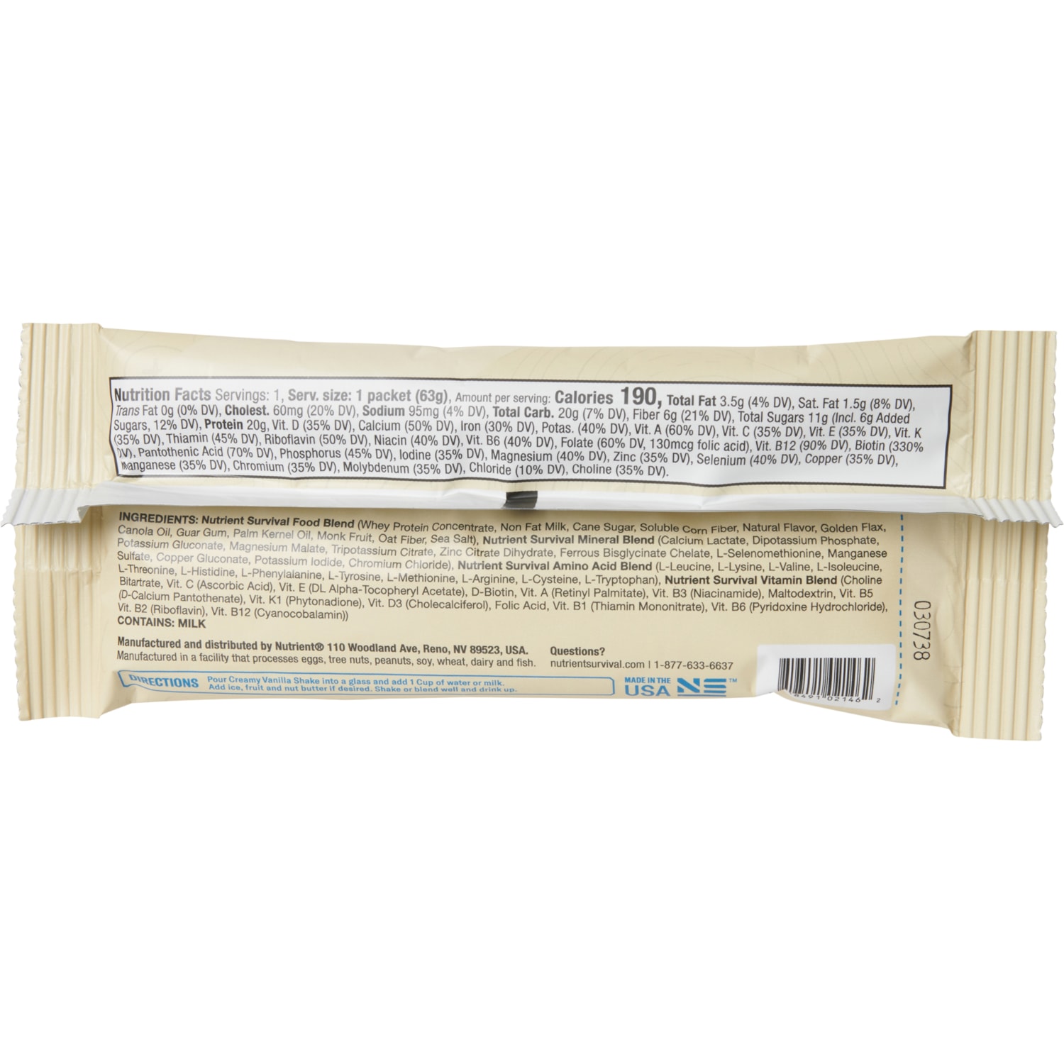 Nutrient Survival Creamy Vanilla Shake Mix - 5-Pack - Save 23%