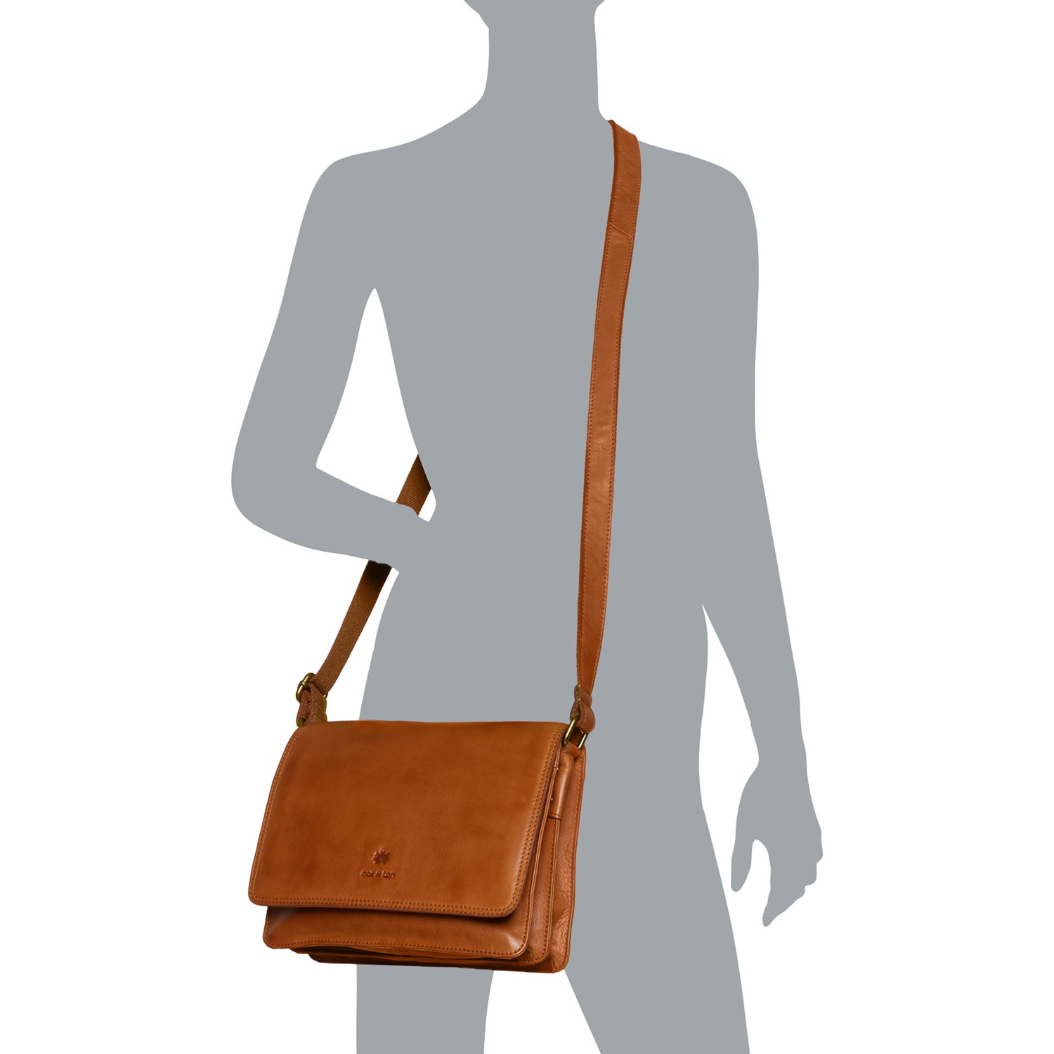 Oak & Tan Flap-Over Crossbody Bag - Leather - Save 44%