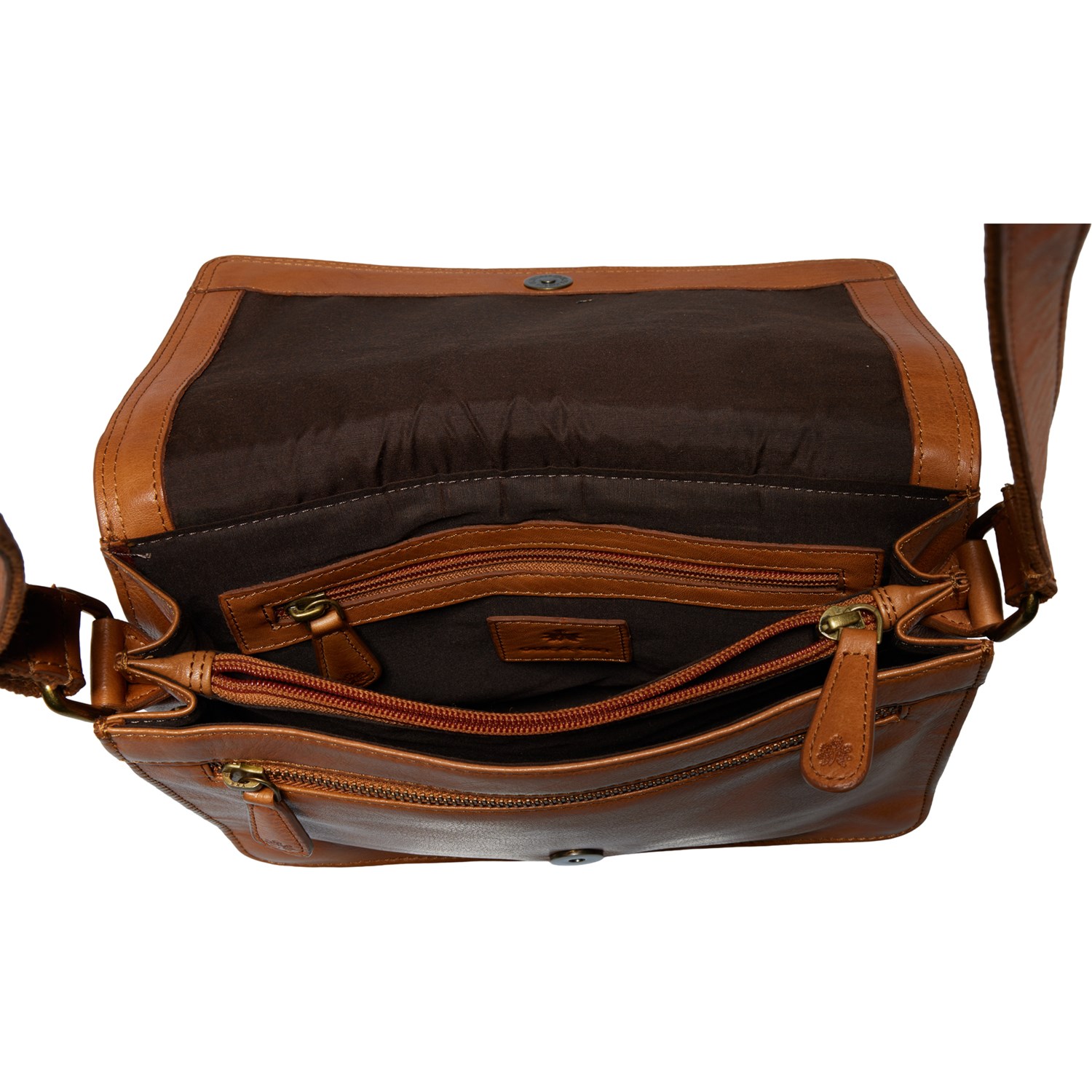 Oak & Tan Flap-Over Crossbody Bag - Leather - Save 44%