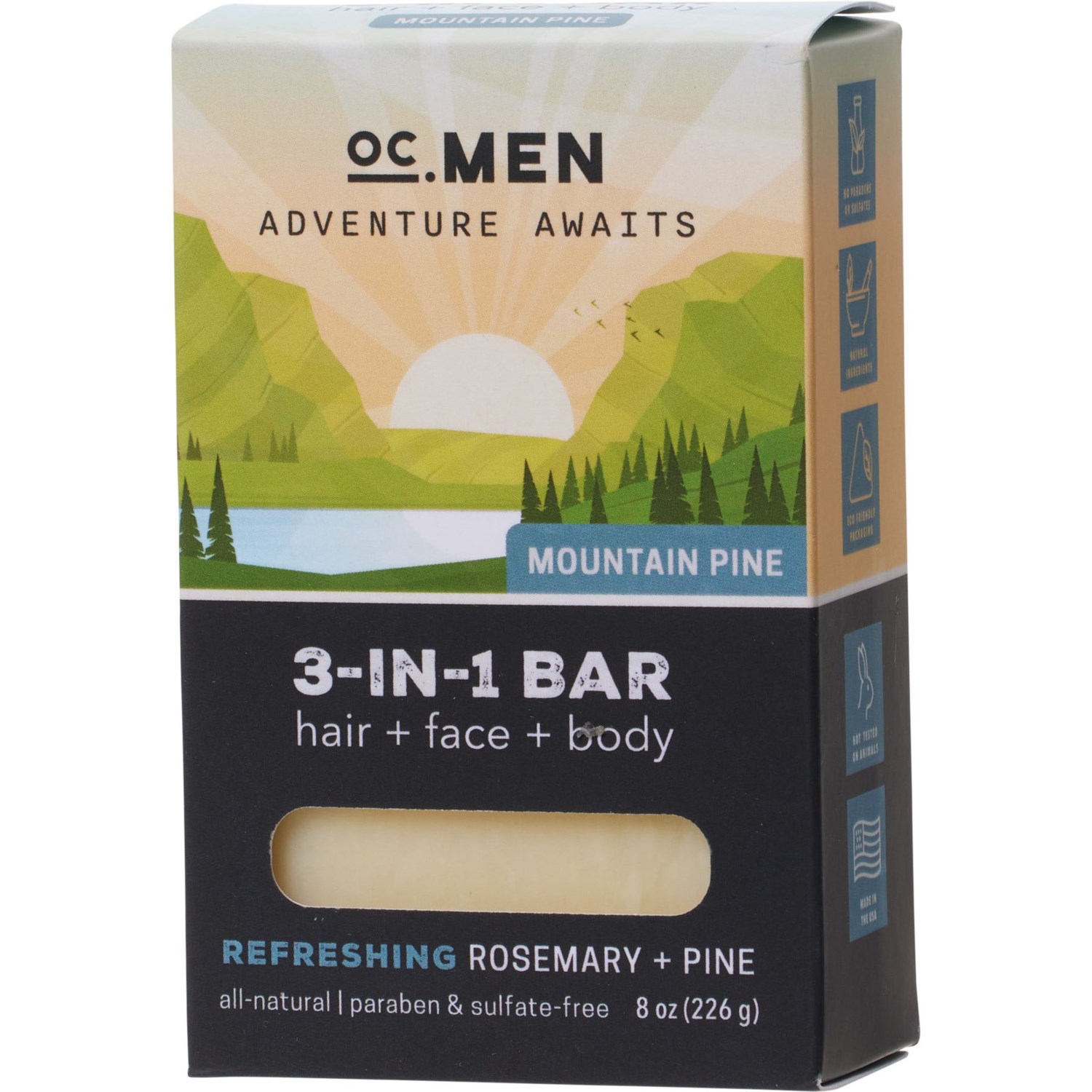 OC Men Adventure Awaits Mountain Pine 3-in-1 Hair, Body, Face Bar - 8 ...
