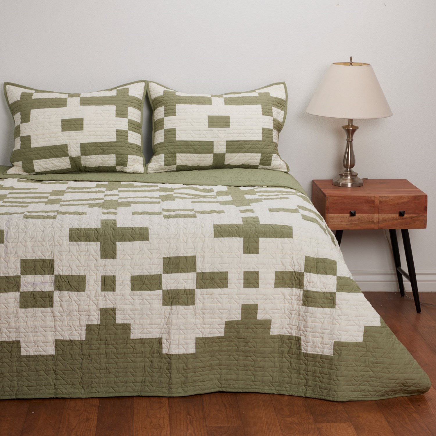 Pendleton King Painted Cove Quilted Coverlet Set - Sage Multi - Save 65%
