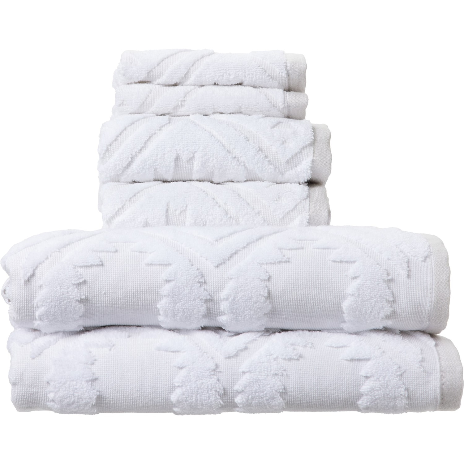 Pendleton Turkish Cotton Zero Twist Jacquard White Sands Towel Set - 6 ...