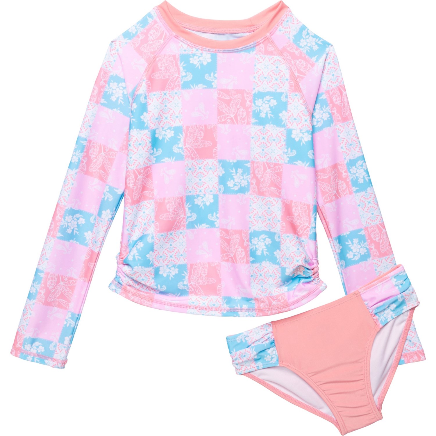 Pipeline Big Girls Rash Guard Set - UPF 50+, Long Sleeve - Save 50%