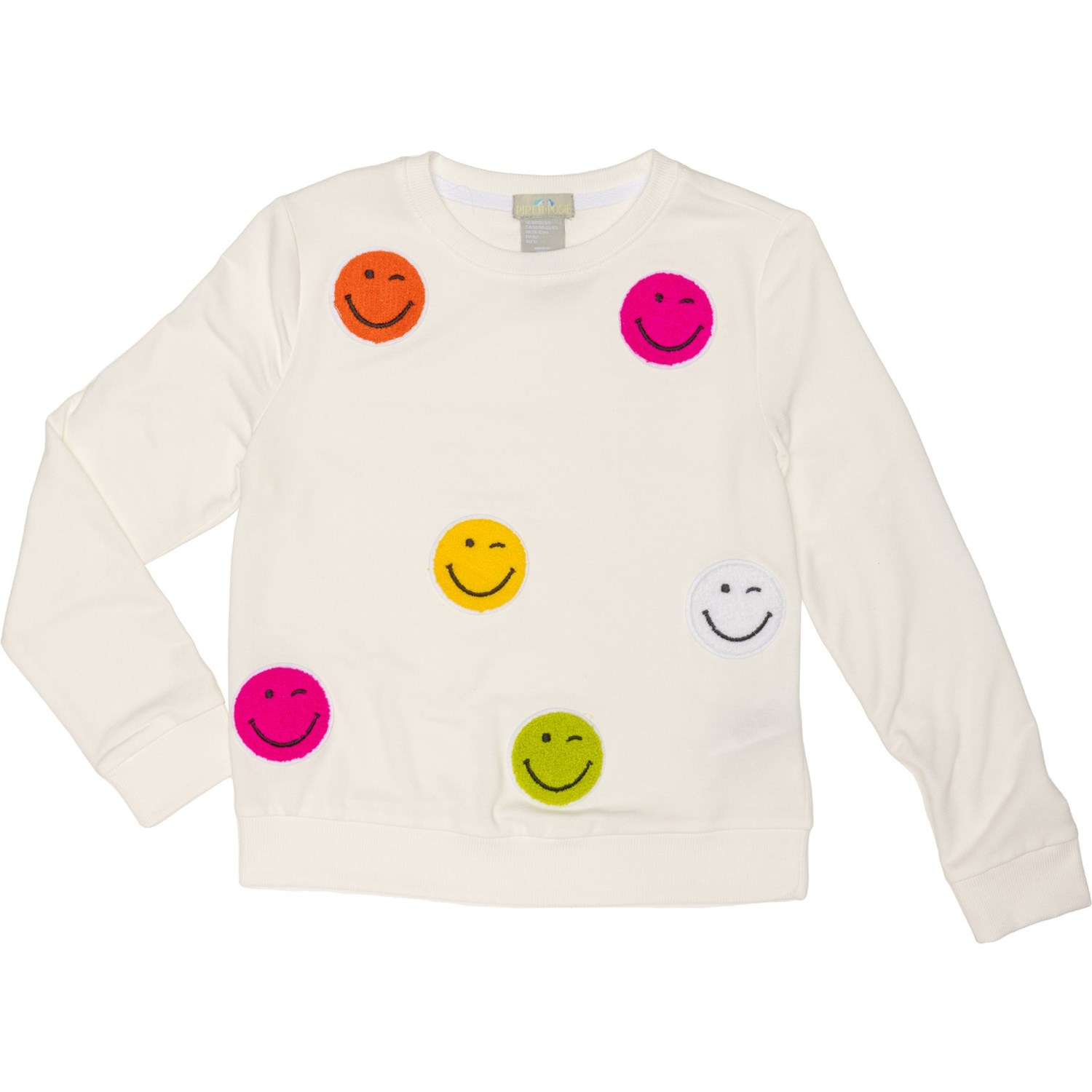 Piper & Posie Big Girls Smiley Face Sweatshirt - Save 50%