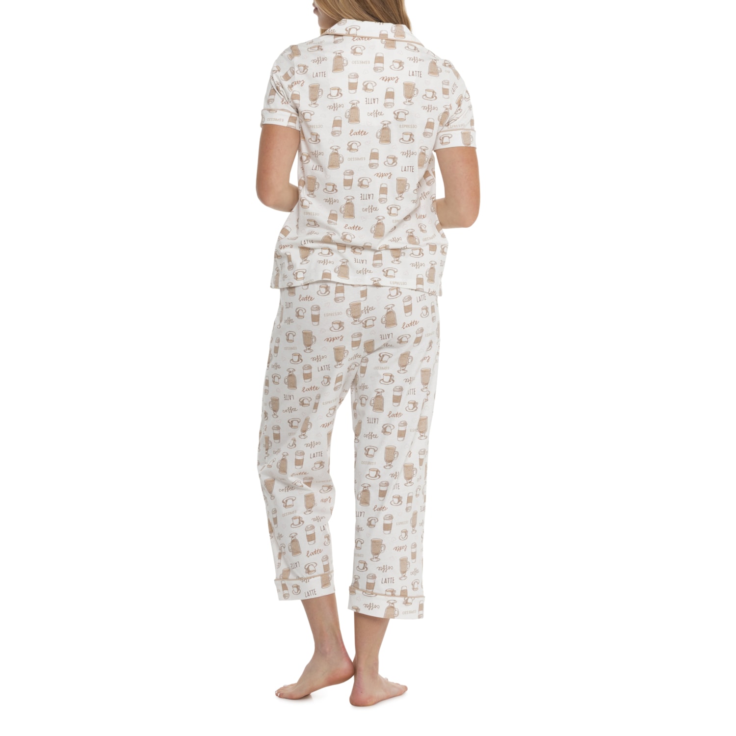 Poppy & Clay Coffee Print Notch Collar Pajamas - Organic Cotton, Short ...